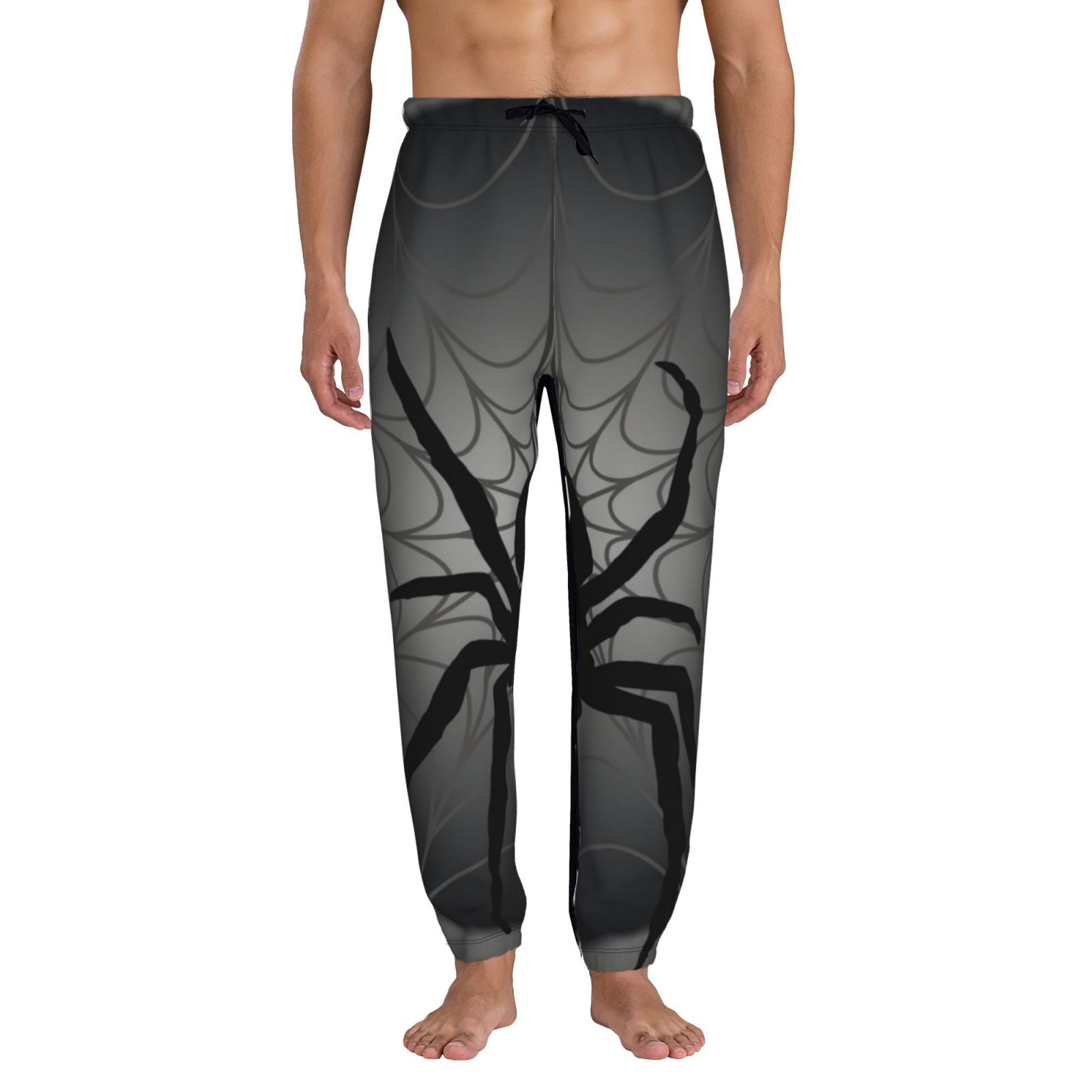 Adobk Black Spiders Print Men's Sweatpants Tapered Joggers for Men ...