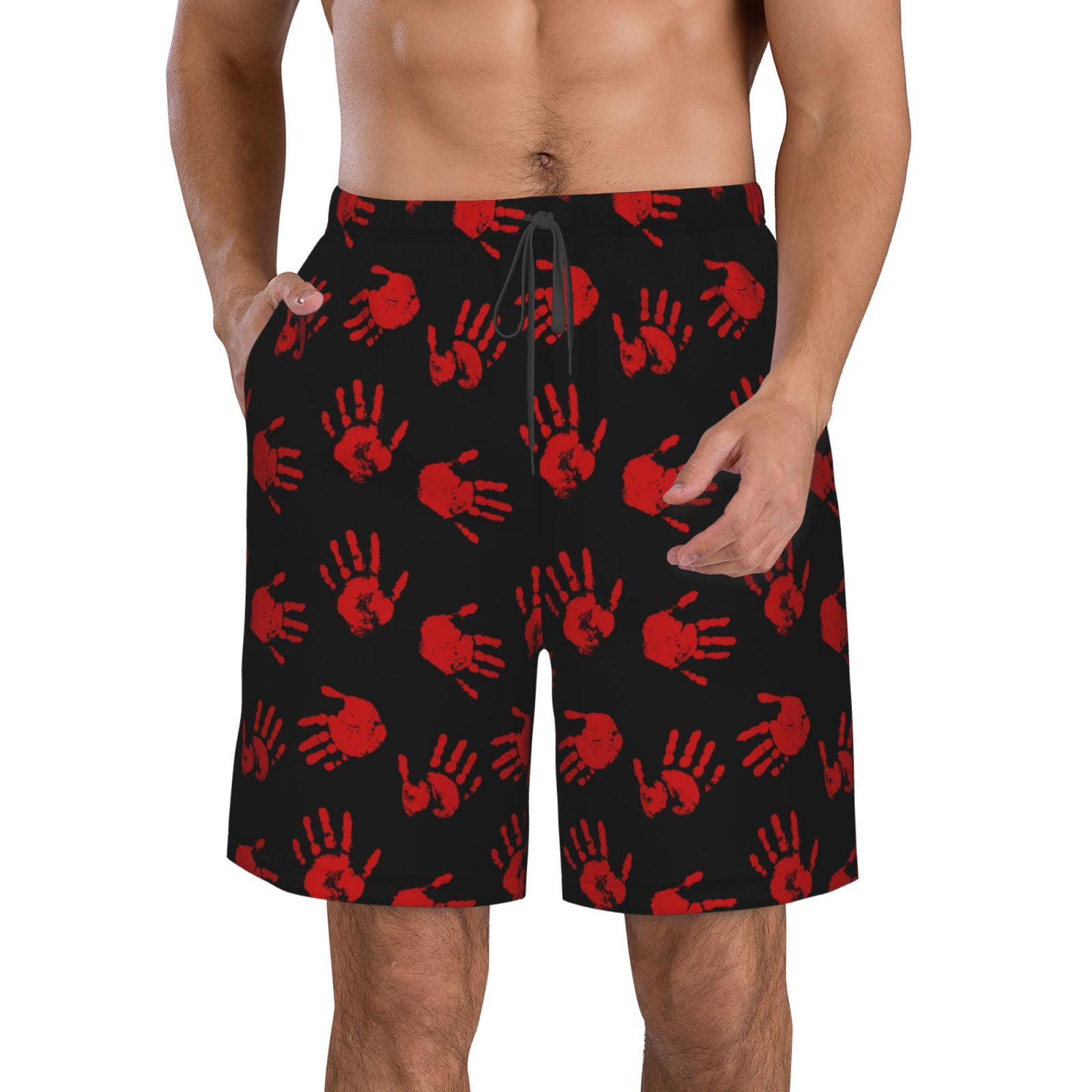 Adobk Bloody Hand 1 Print Men's Swim Trunks Hawaiian Bathing Suit ...