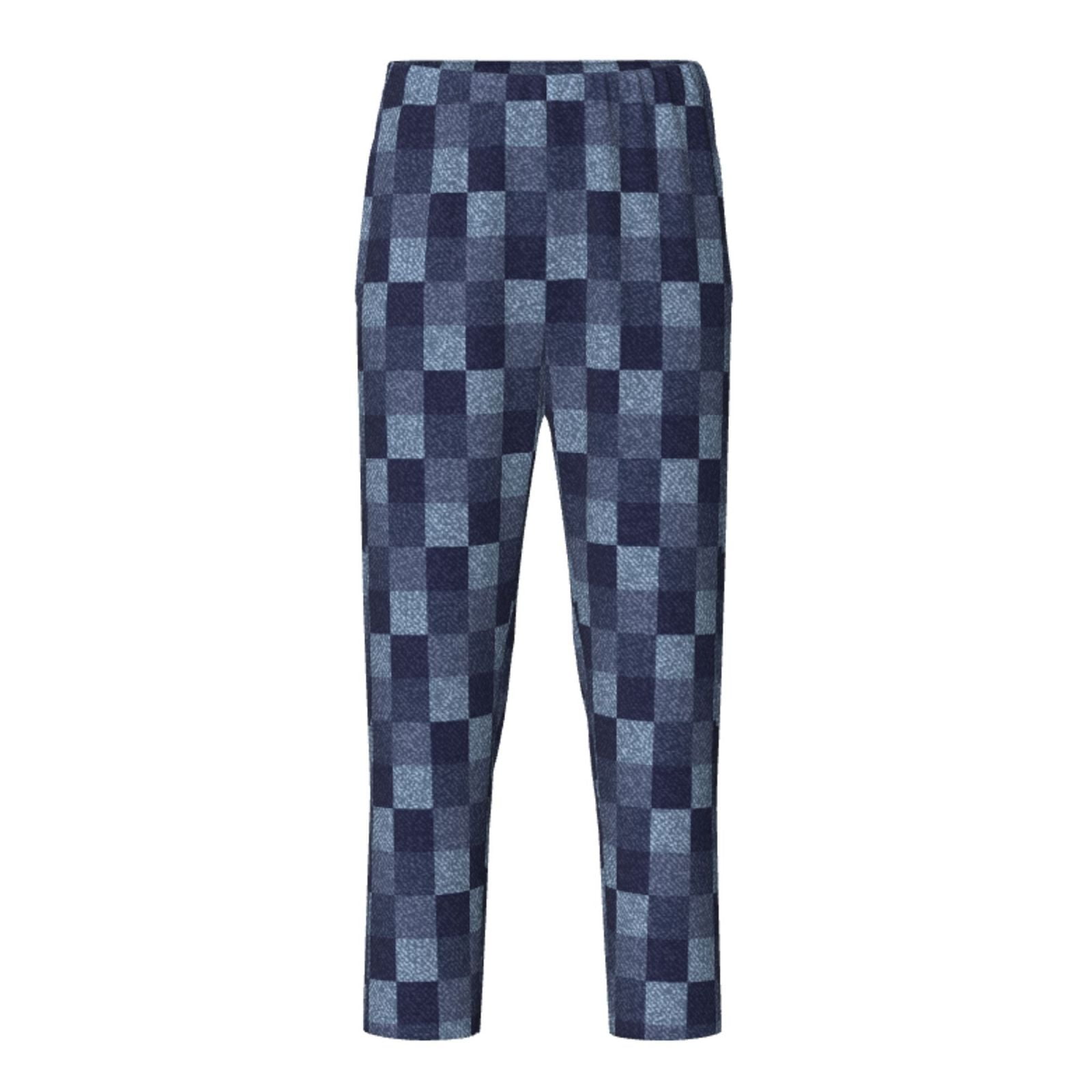 Adobk Blue Gingham Buffalo Check Print Teenagers' Pajama Pants Pajama ...