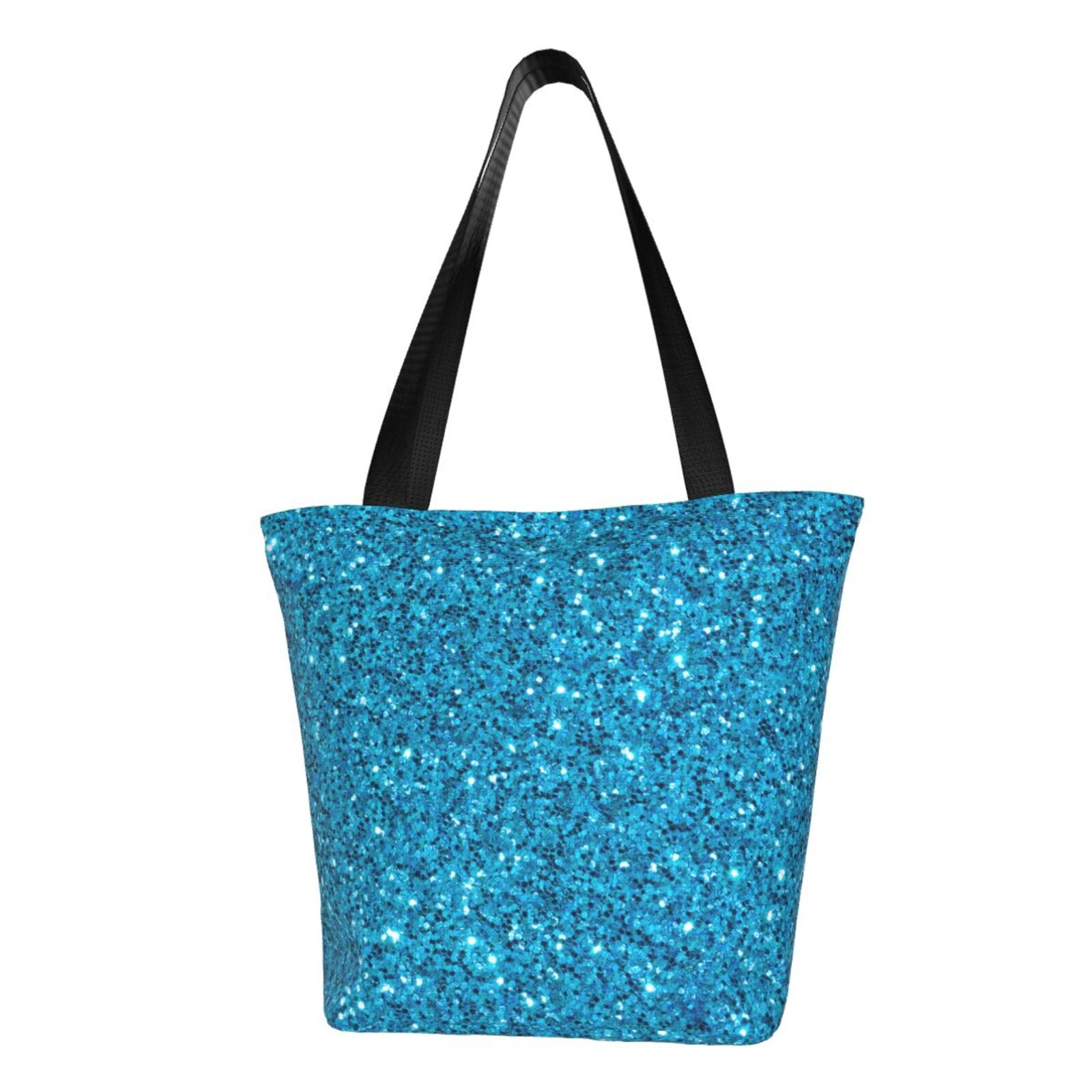 Adobk Blue Glitter Canvas Tote Bag Vintage Tote Bag Shopping Bags Beach ...