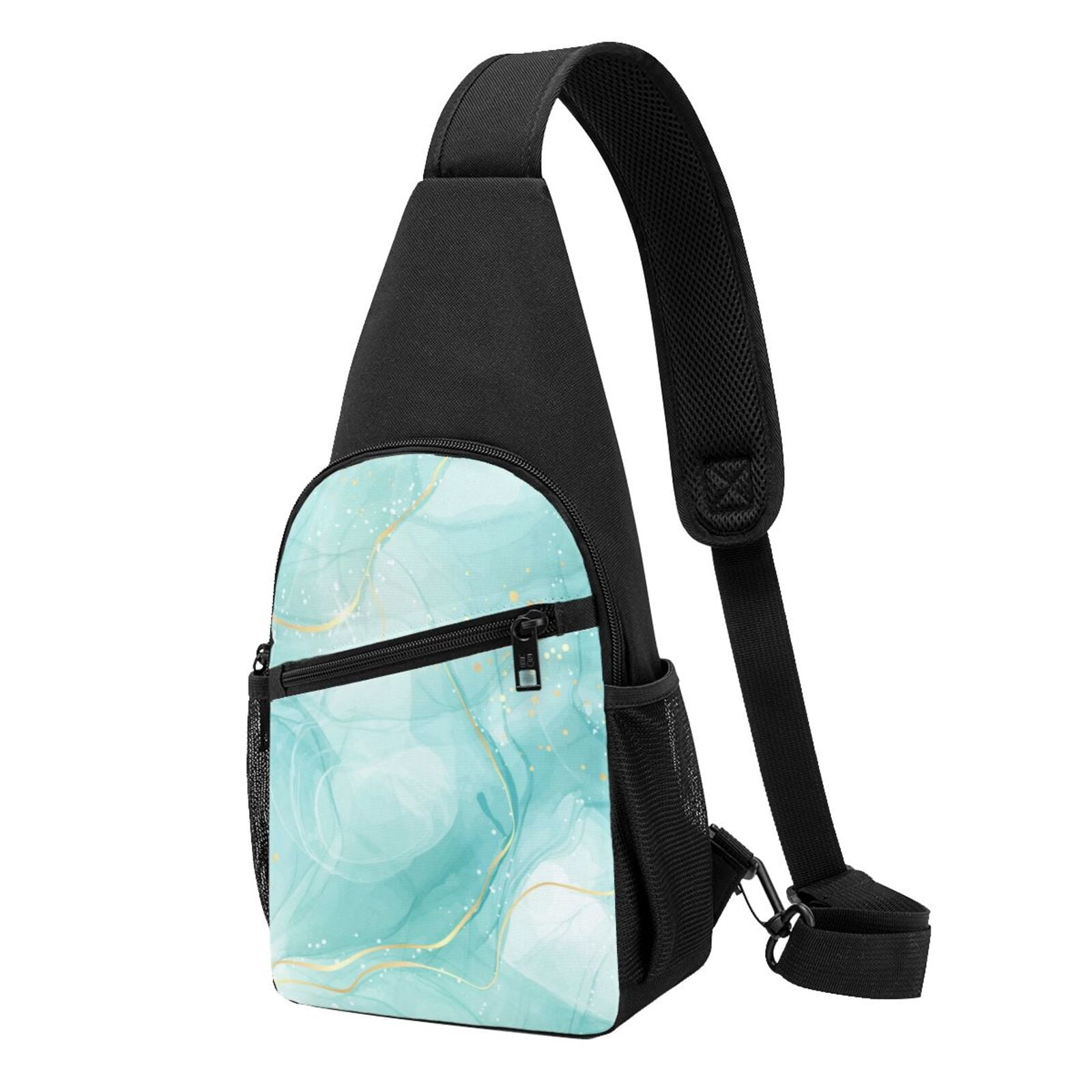 Adobk Blue Marble Print Waterproof Sling Bag Crossbody Backpack for Men ...