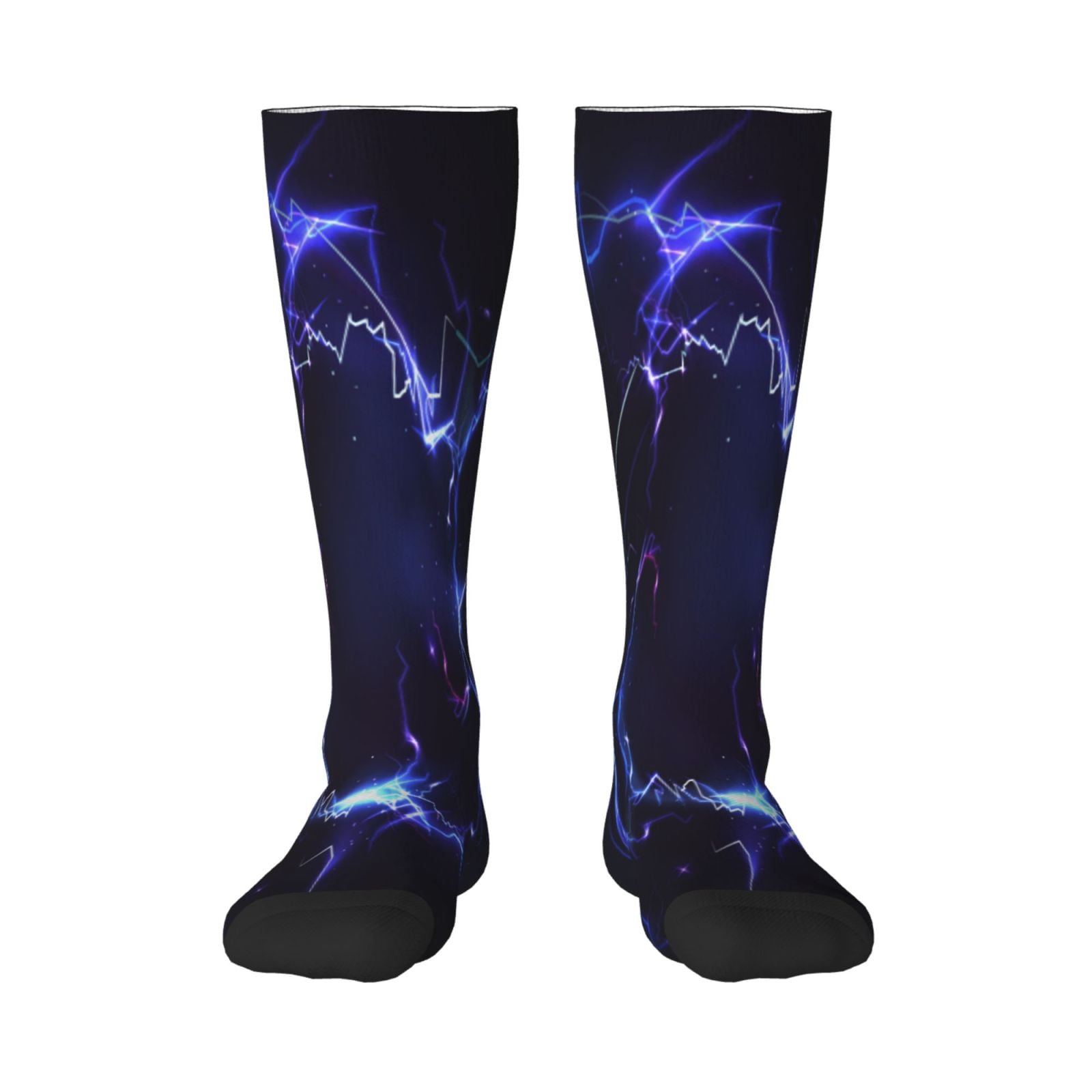 Adobk Blue thunder bolt light Print Knee High Socks Athletic Tube Socks ...