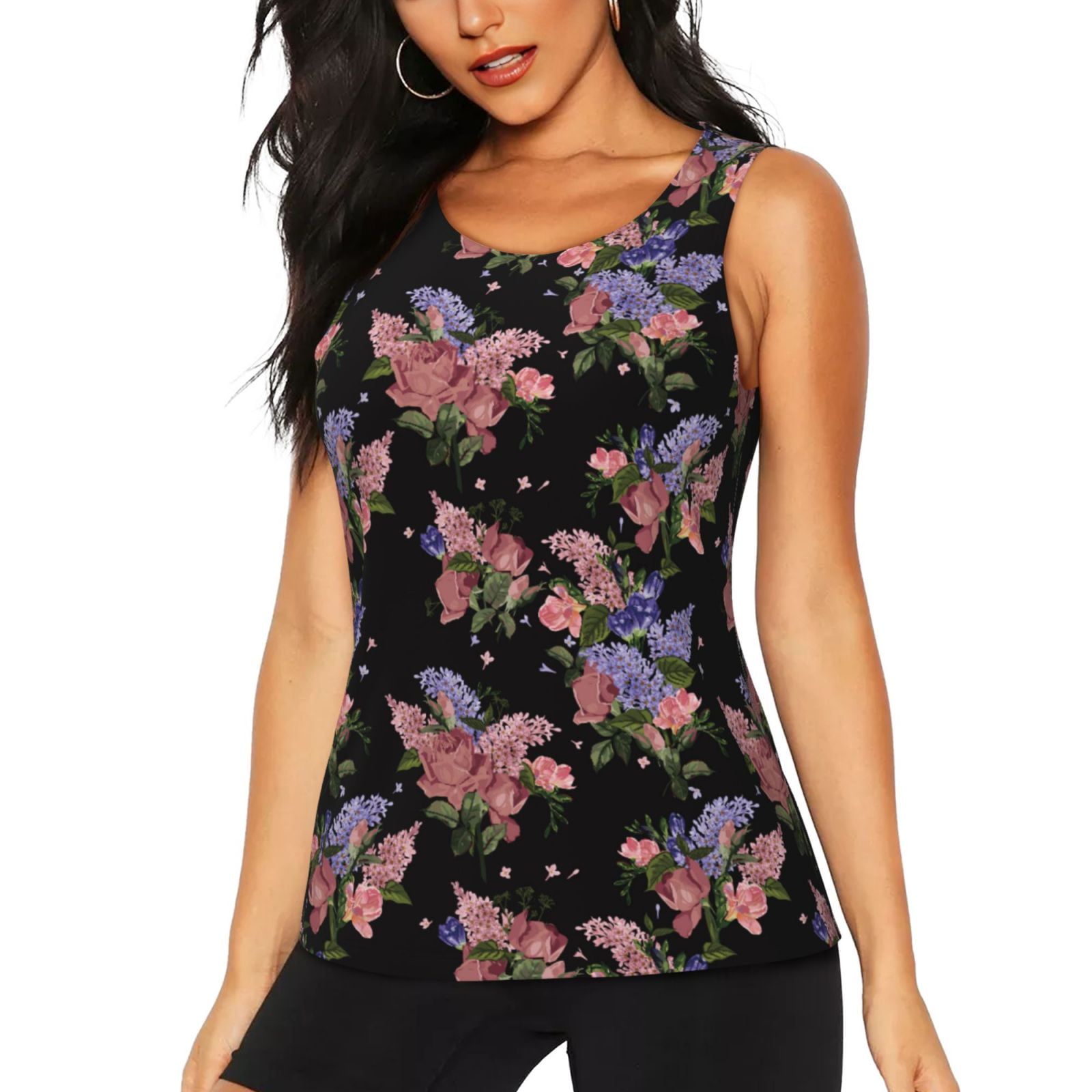 Adobk Bouquet Print Women's Workout Tank Top Racerback Yoga Tanks ...