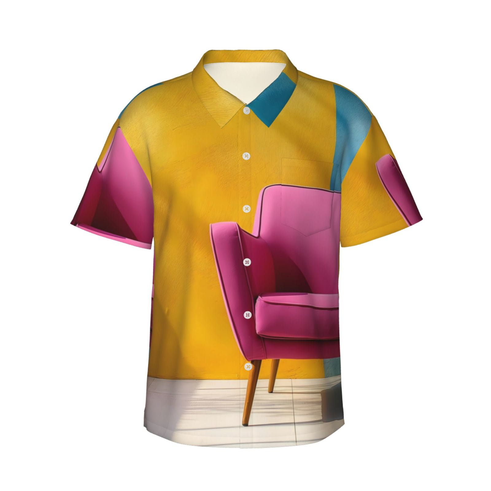 Adobk Bright Pink Chair Hawaiian Shirt Men Casual Button Down ...