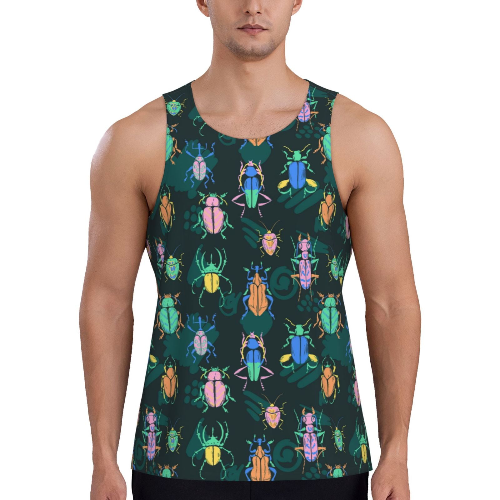 Adobk Bright ladybugs Print Men's Workout Tank Tops Sleeveless Mesh ...