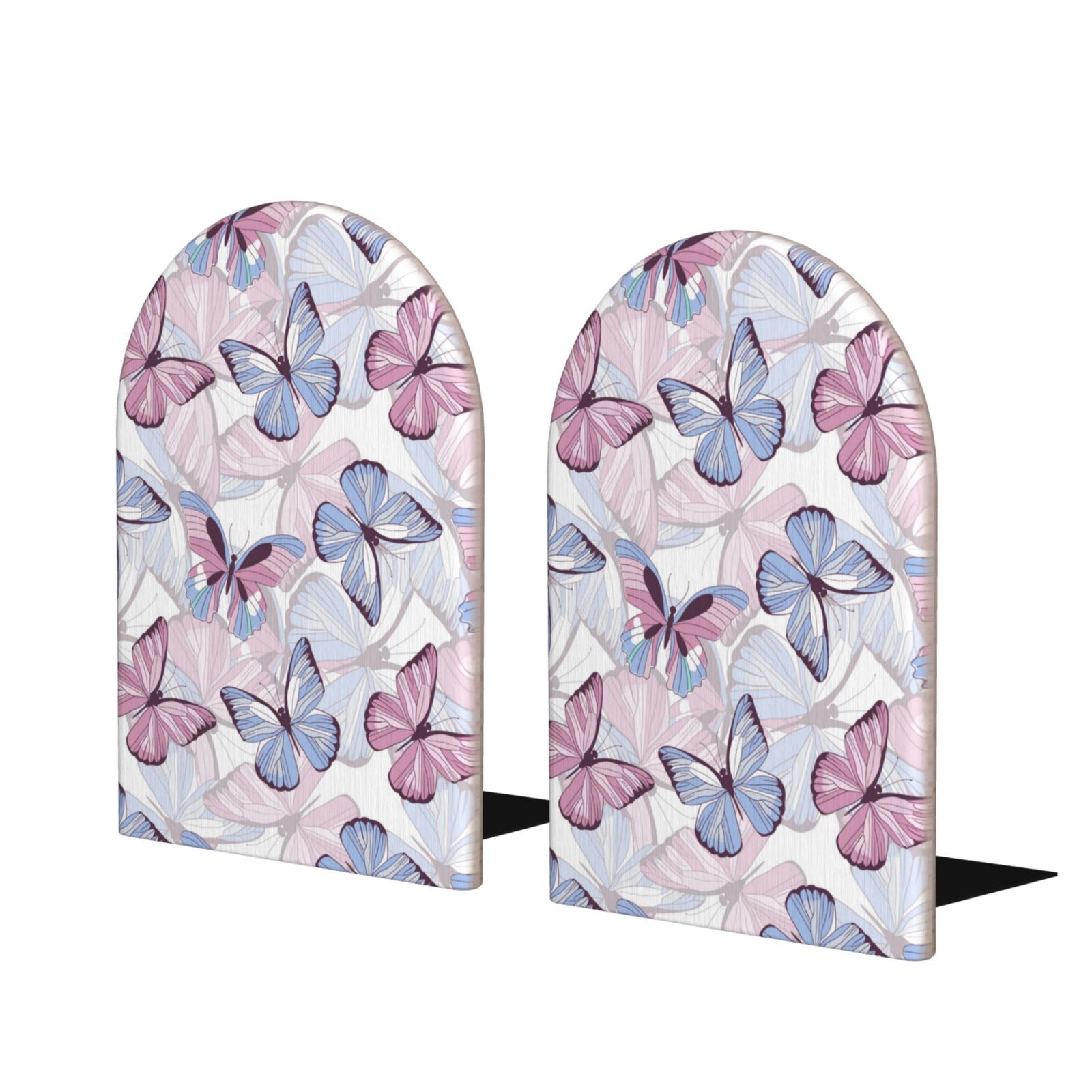 Adobk Butterflies in Pastel Print Wooden Bookends with Metal Base,on ...