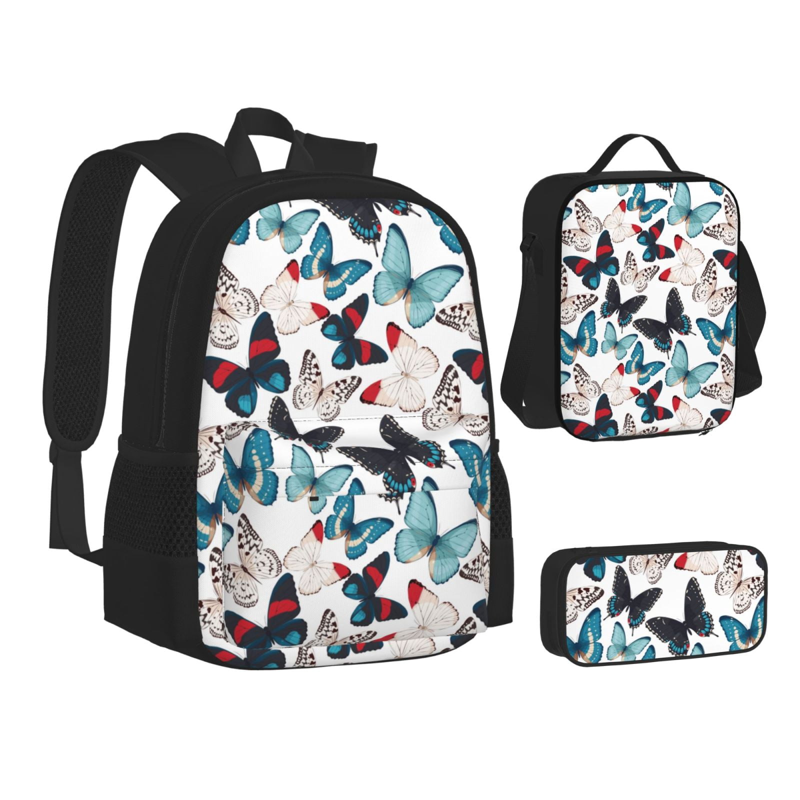 Adobk Butterfly Print Backpack Set ,School Bags with Lunch Box Pencil ...