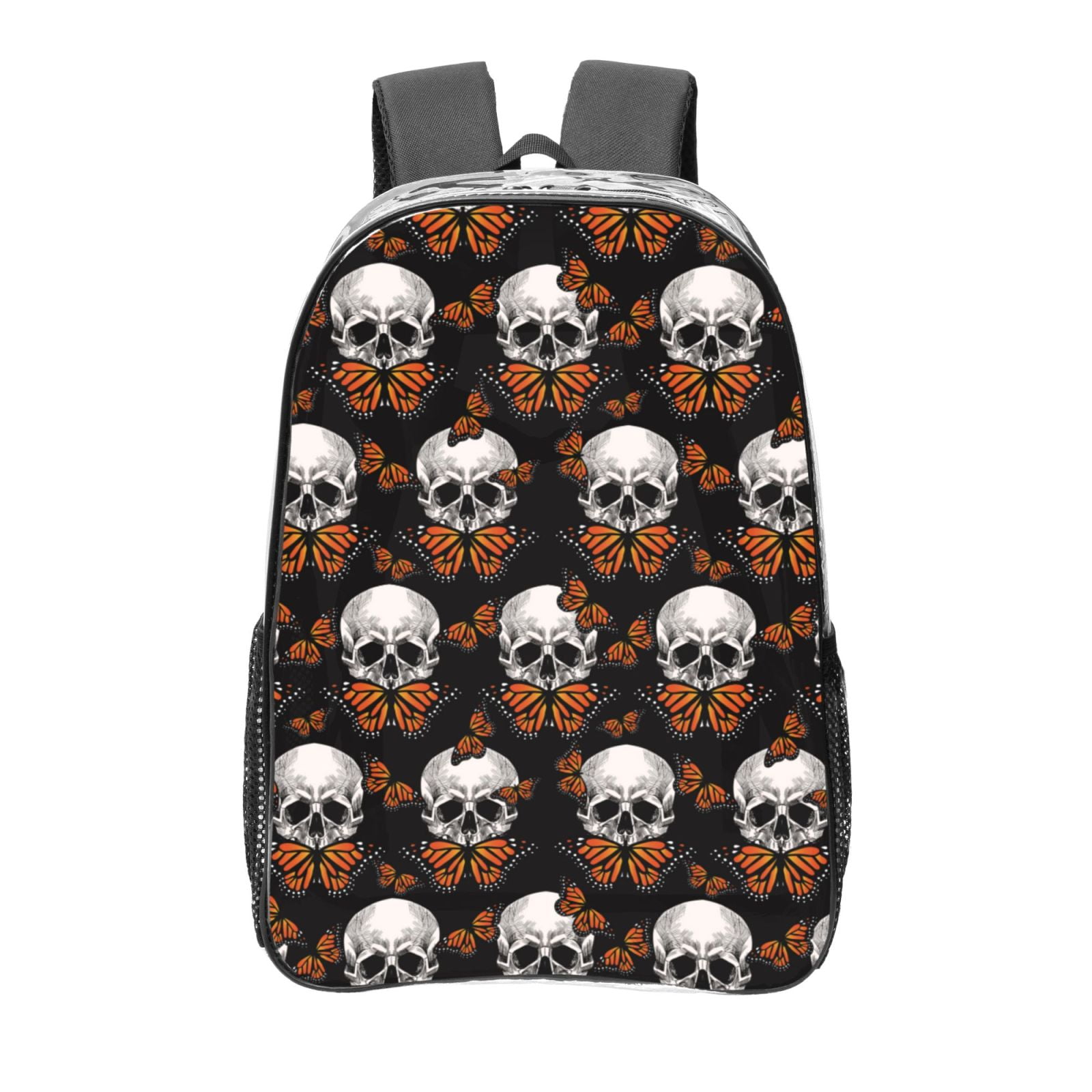Adobk Butterfly Skull Print Duty Clear Backpack for Girls Boys Women ...