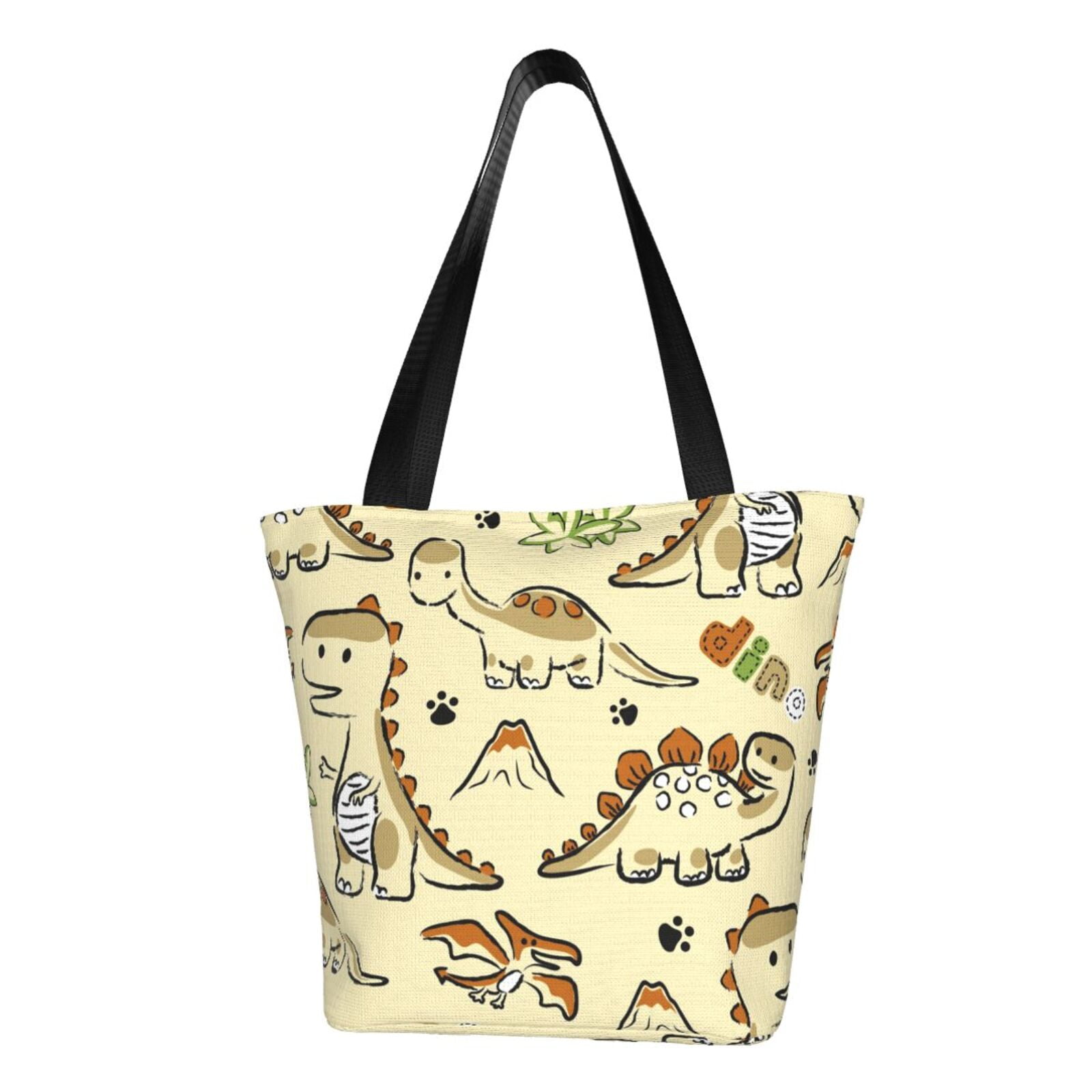 Adobk Cartoon Dinosaurs,Cute Dino Canvas Tote Bag Vintage Tote Bag ...