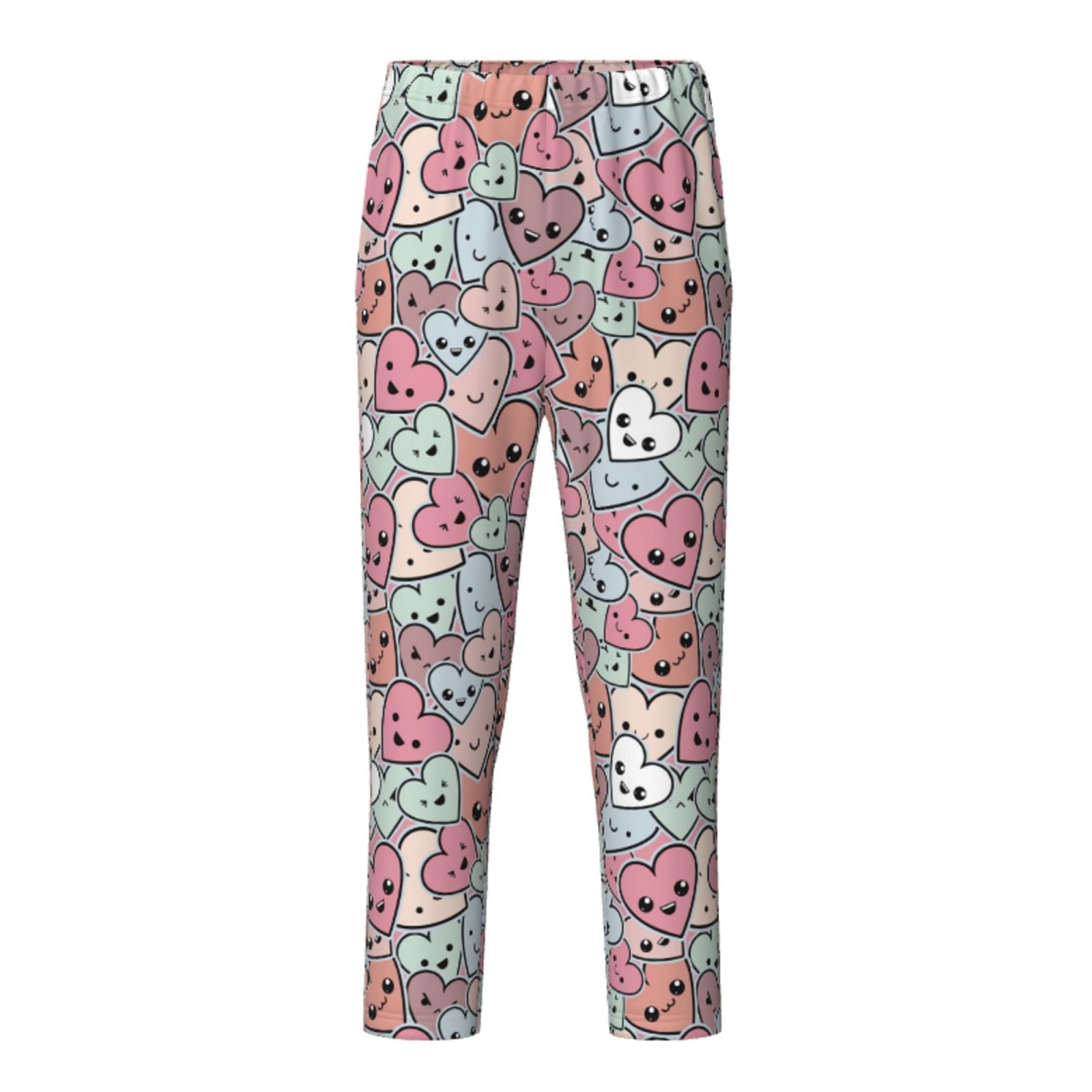 Adobk Cartoon Hearts Print Teenagers' Pajama Pants Pajama Pants Long ...