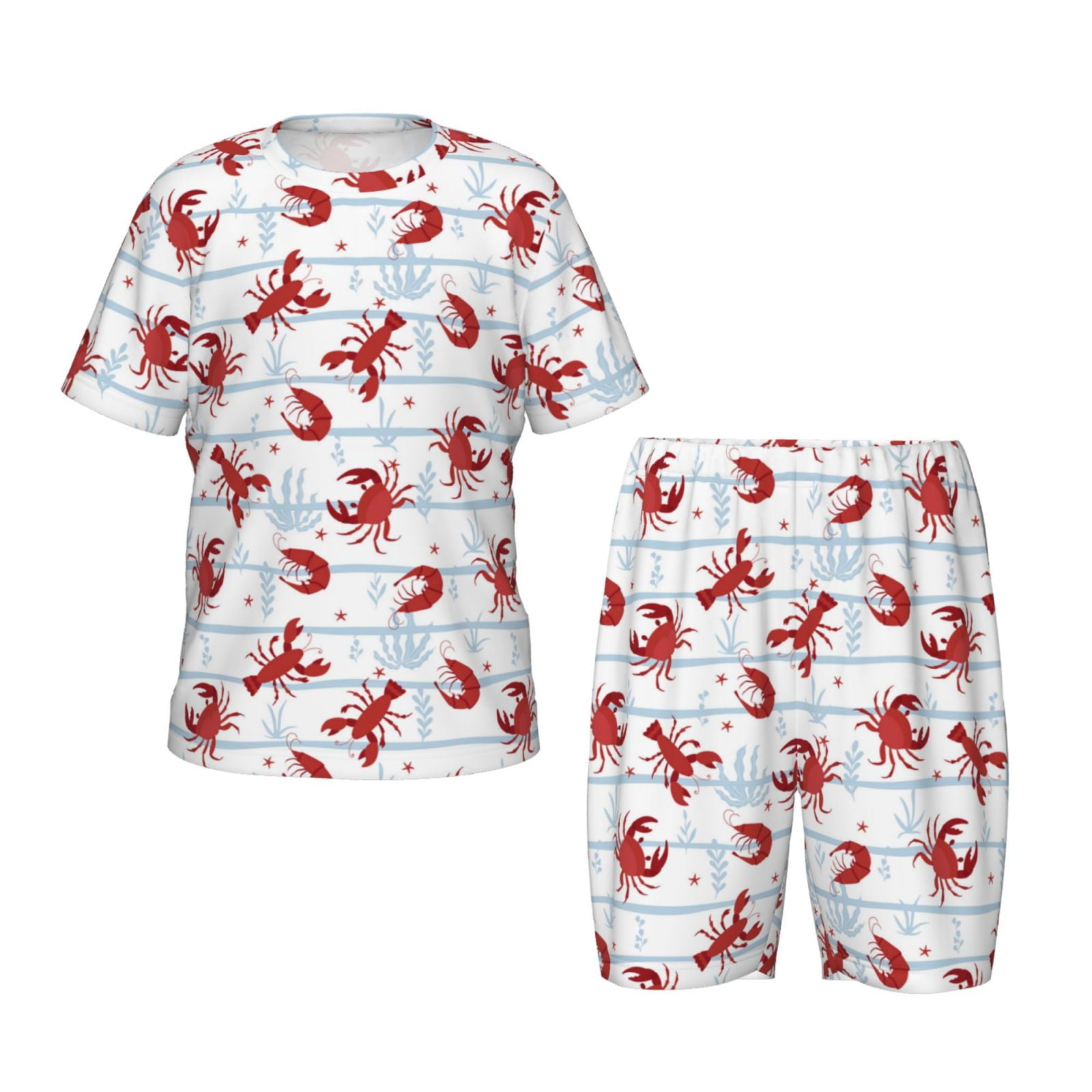 Adobk Cartoon Lobsters Print Pajamas Toddler 2 Piece Short Sleeve ...
