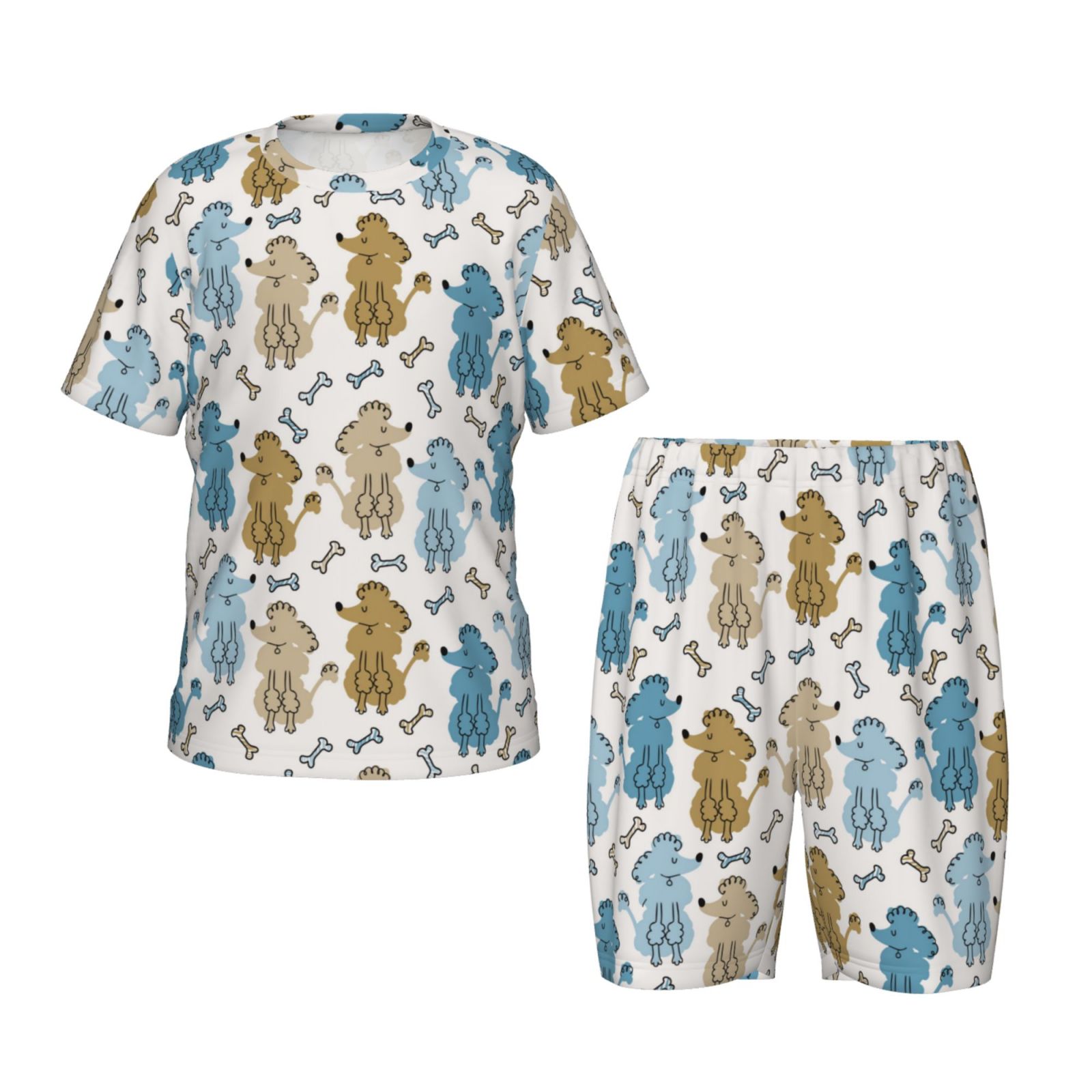 Adobk Cartoon Poodle Dog Print Pajamas Toddler 2 Piece Short Sleeve ...