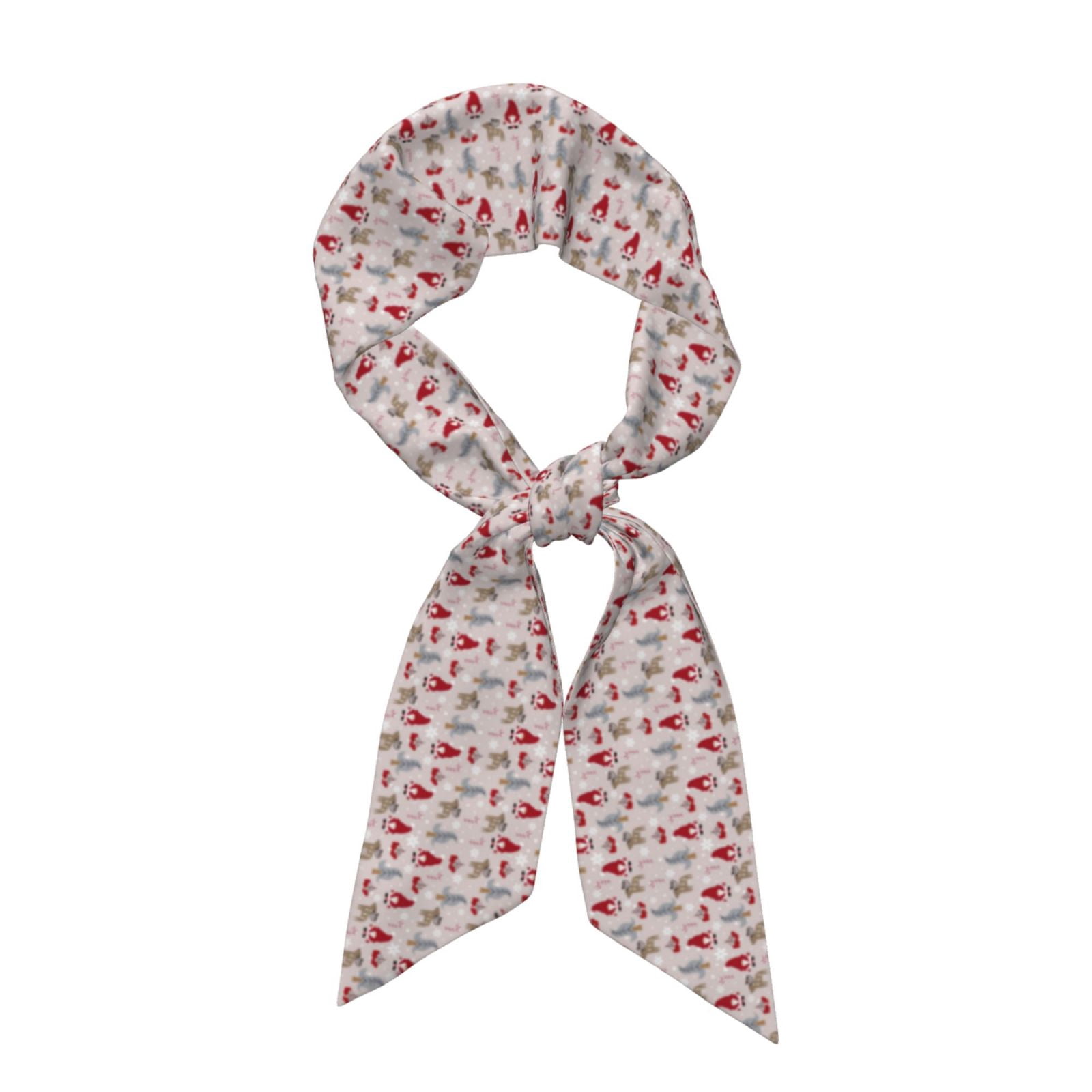 Adobk Cartoon Santa and Reindeer Print Silk Neck Scarf Printed Scarves ...