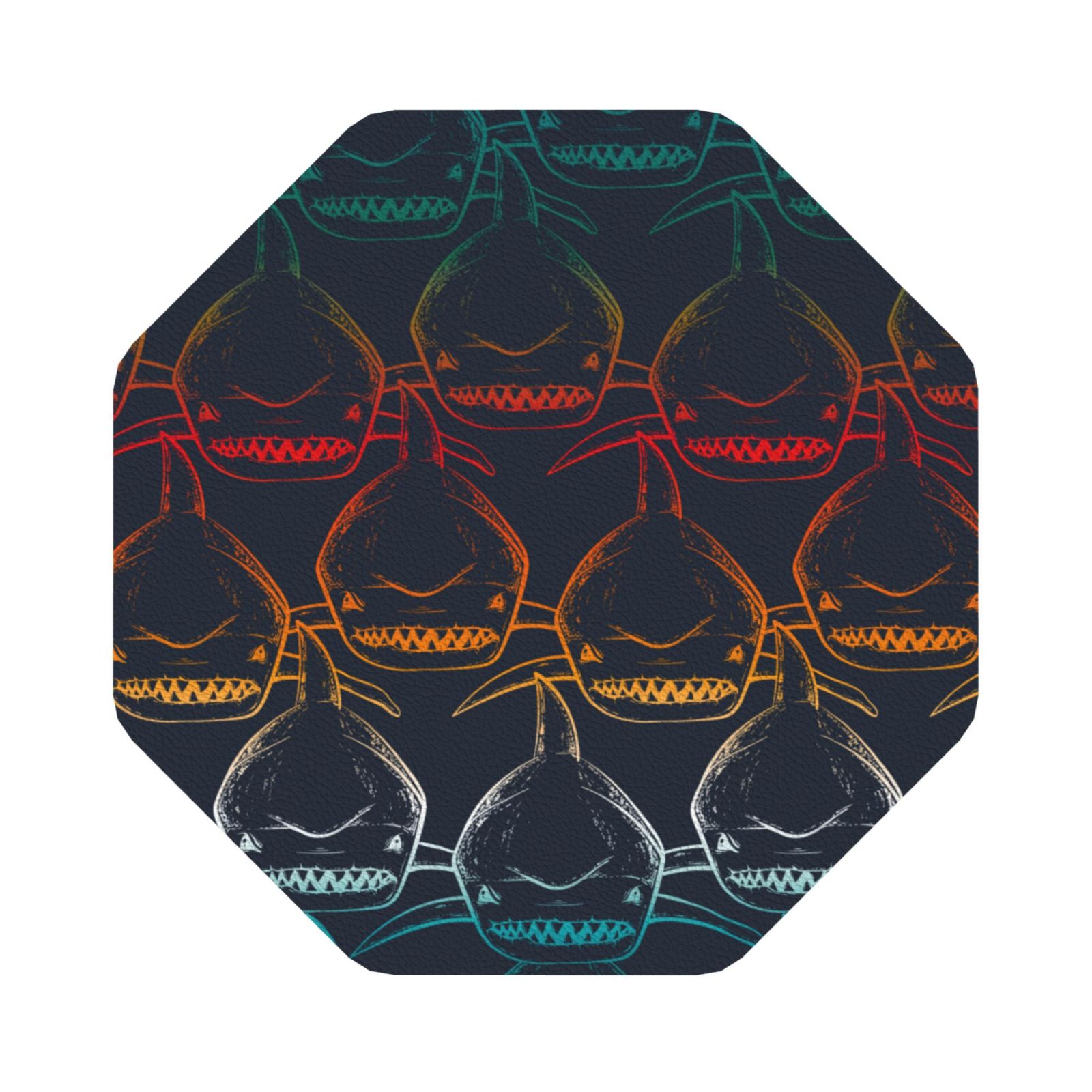 Adobk Cartoon Sharks Print Leather Coasters for Drinks(6 Pack), Durable ...