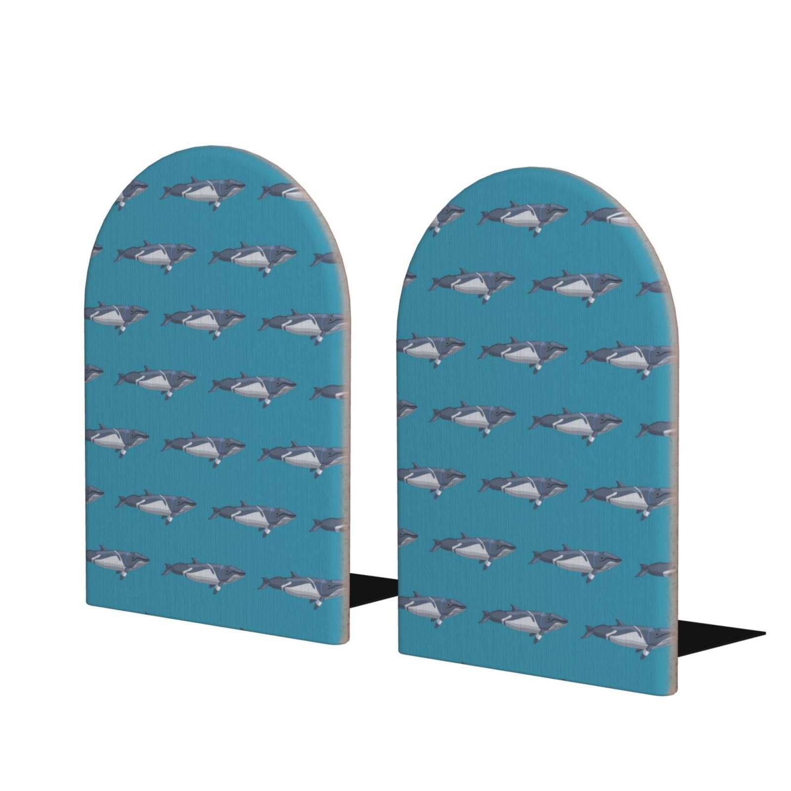 Adobk Cartoon Whale Print Wooden Bookends with Metal Base,on-Skid ...