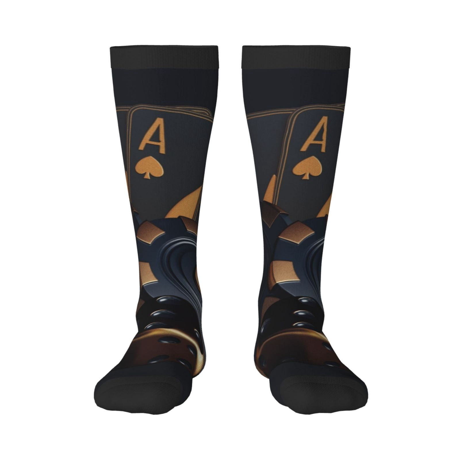 Adobk Casino Cards Poker Print Knee High Socks Athletic Tube Socks High ...