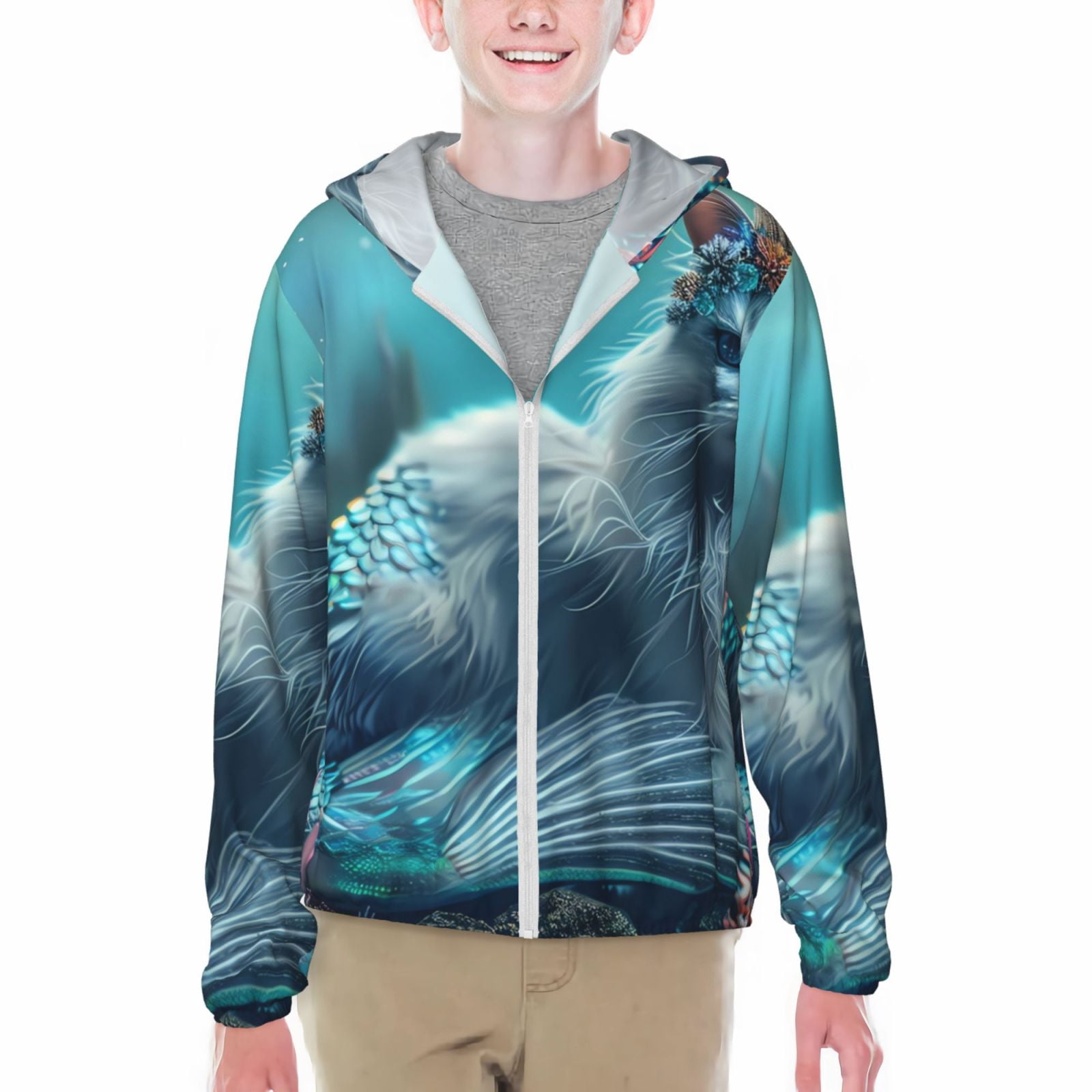 Adobk Cat Underwater Fantasy Print Rash Guard Long Sleeve UPF 50+ UV ...