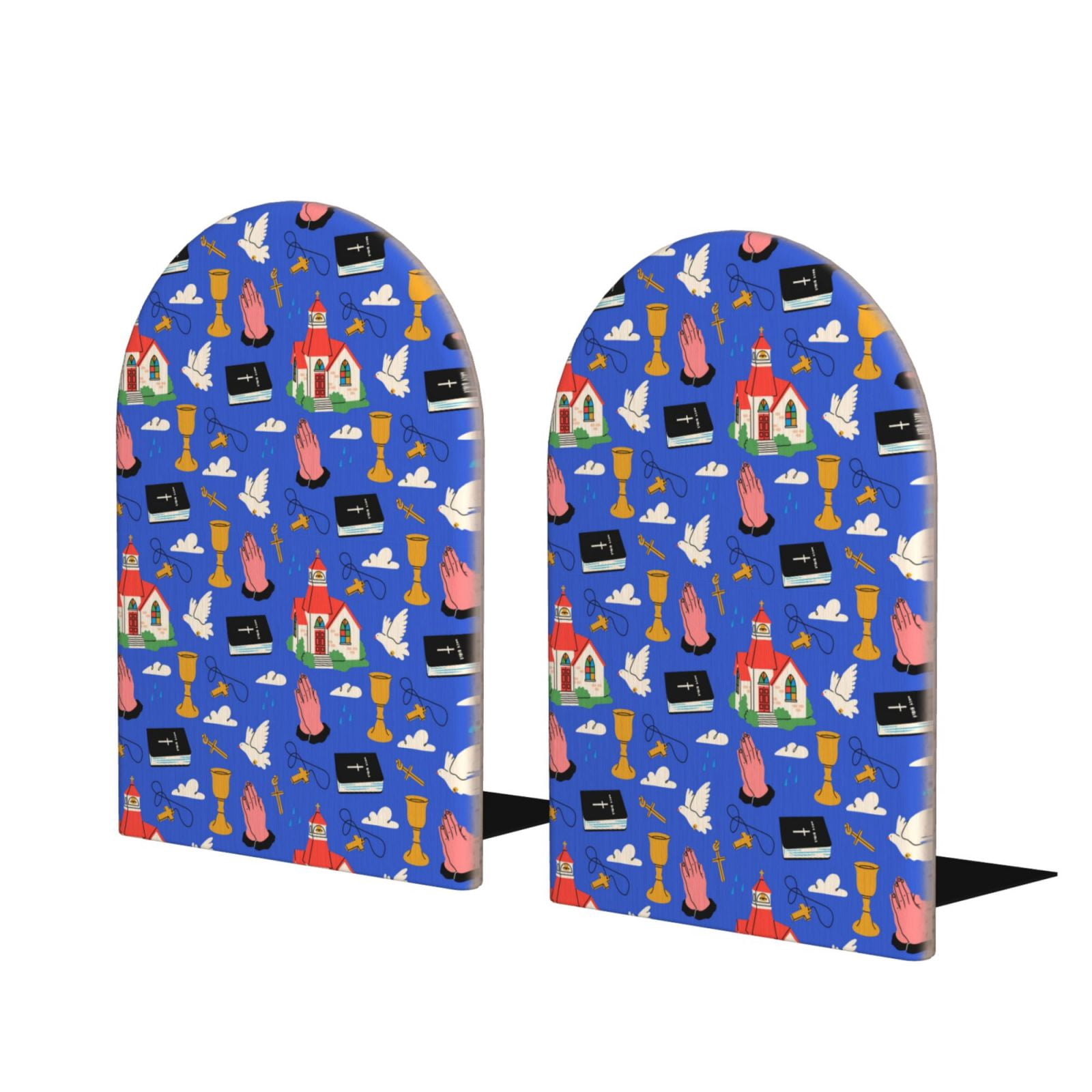 Adobk Catholic religious Print Wooden Bookends with Metal Base,on-Skid ...