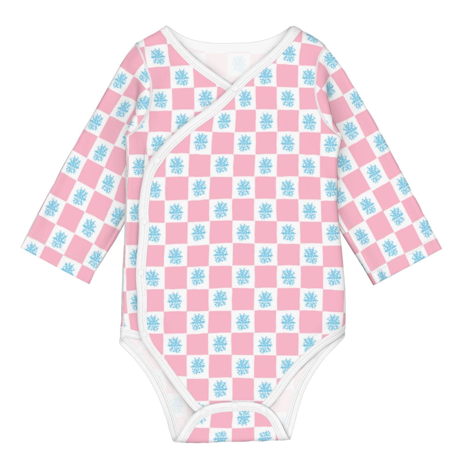 Adobk Checkerboard With Snowflake Print Baby Long-Sleeve Bodysuit Baby ...