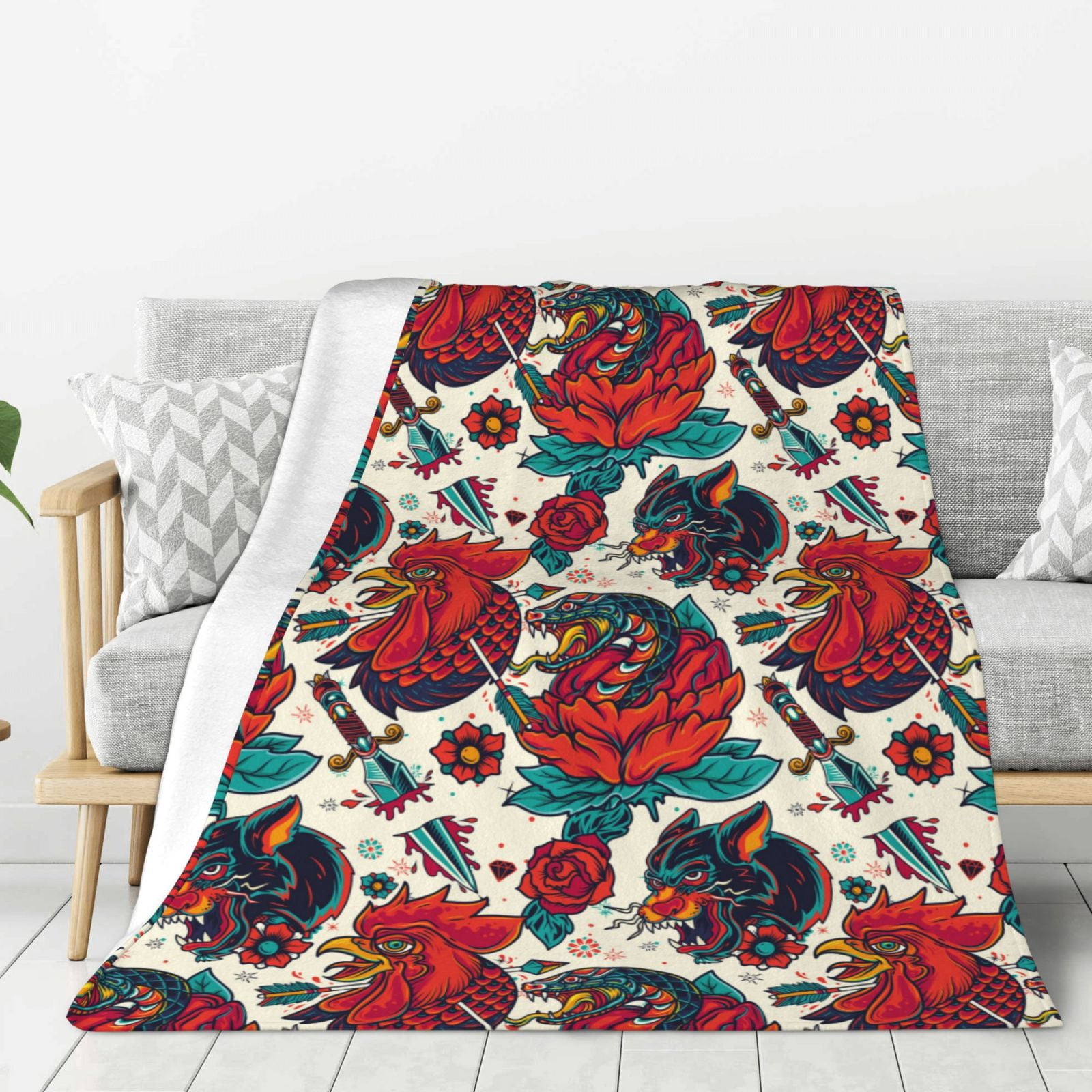 Adobk Chicken Print Blanket Super Soft Flannel Throw Blanket ...