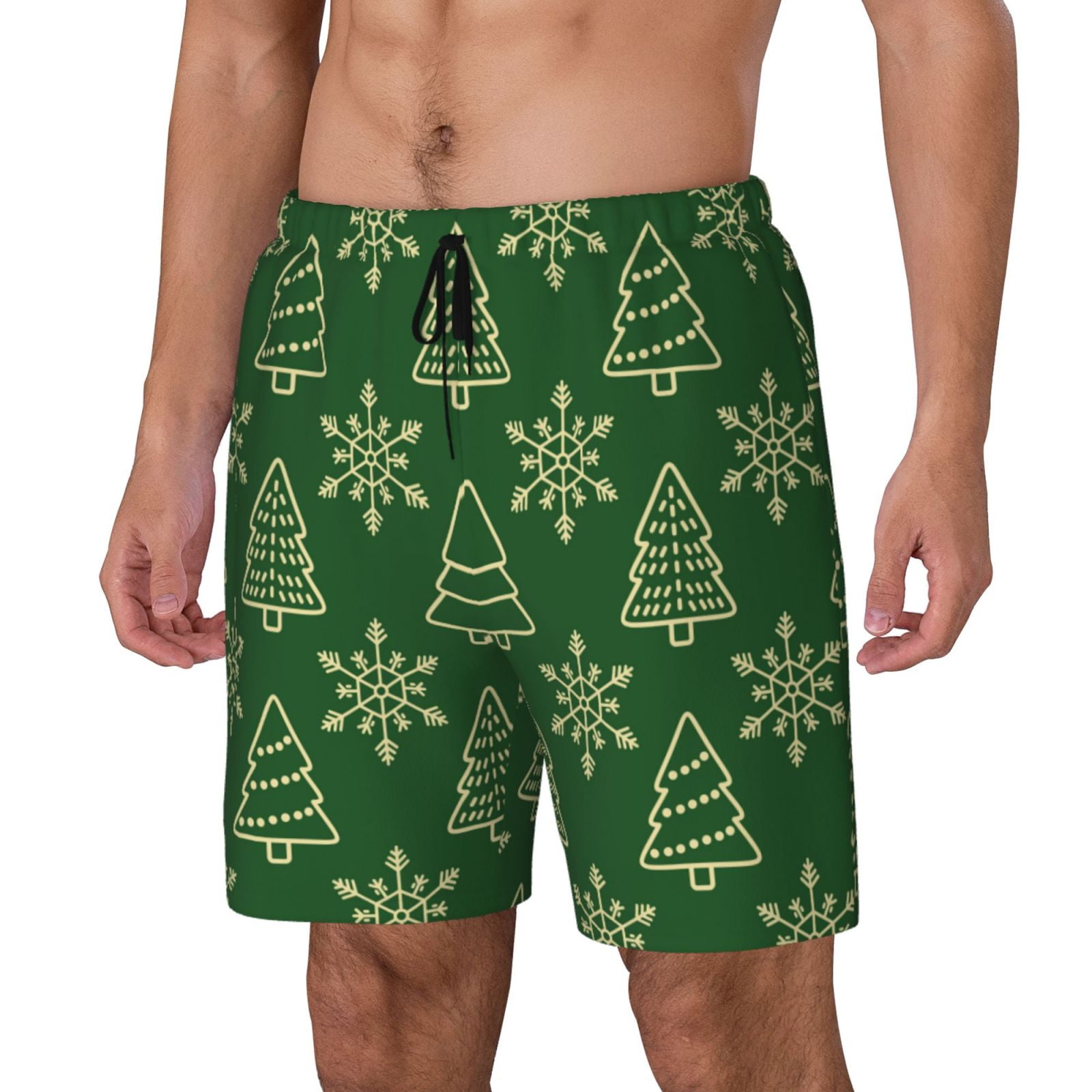 Adobk Christmas (2) Print Men's Swim Trunks with Compression Liner ...