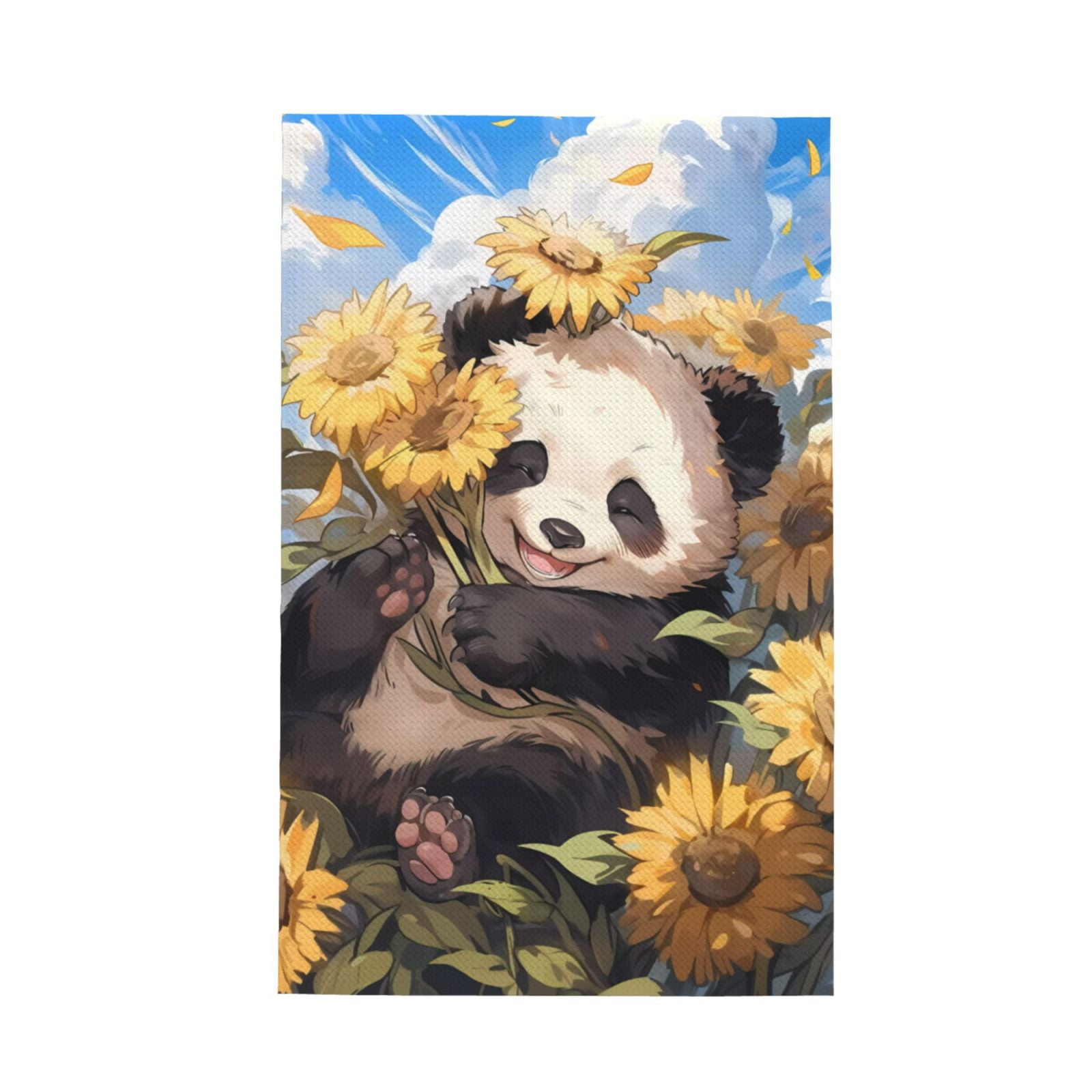 Adobk Clear Sky Cute Sunflower Panda Print Kitchen Towels Dish Towels ...