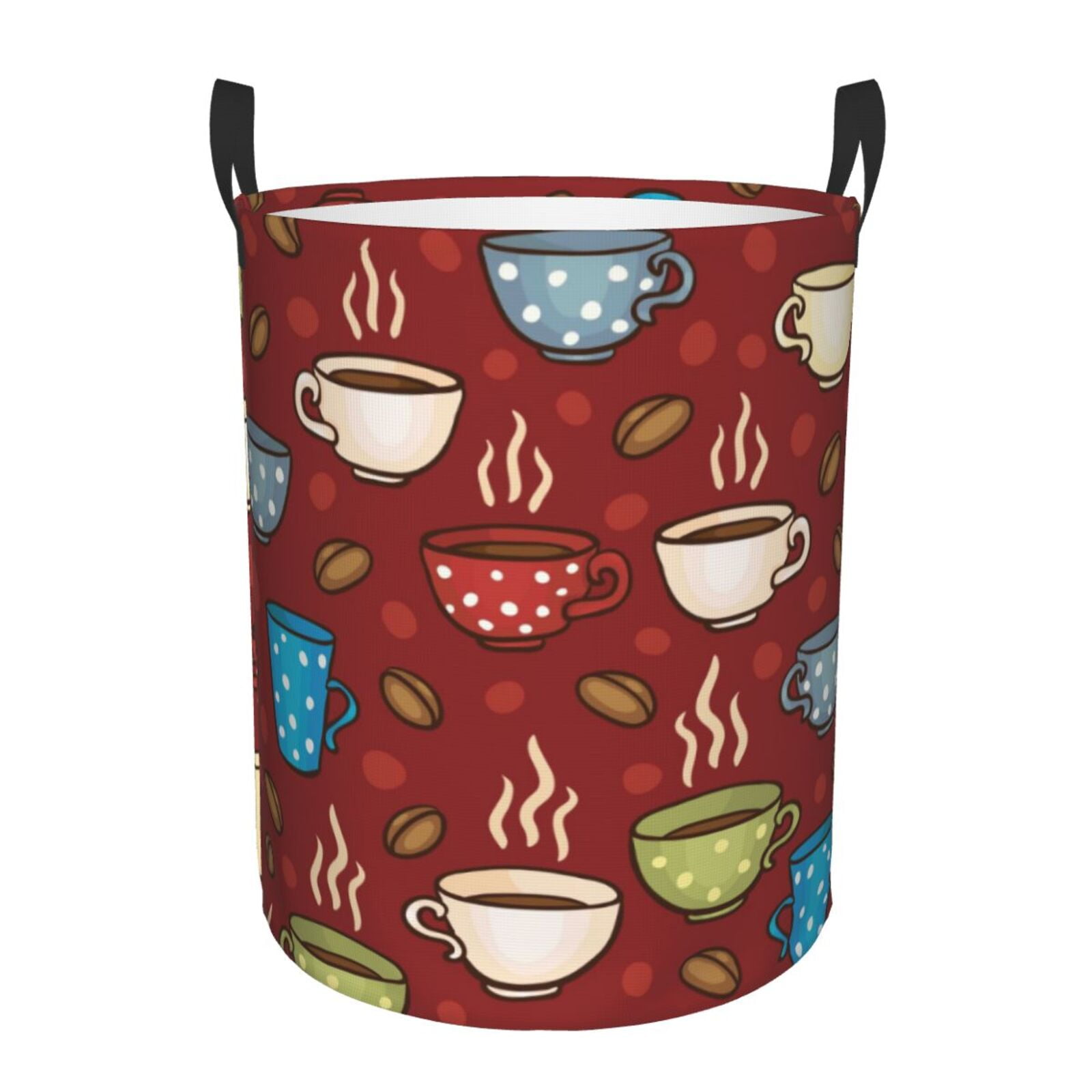 Adobk Coffee Cups Print Laundry Basket,irty Clothes Hamper with Handle ...