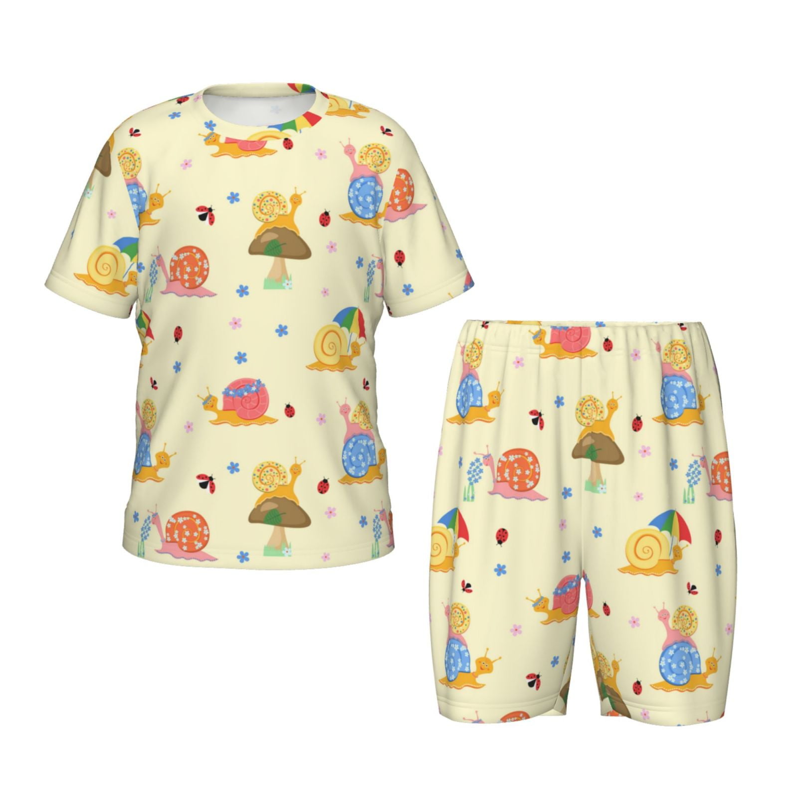 Adobk Colorful Cartoon Snail Print Pajamas Toddler 2 Piece Short Sleeve ...