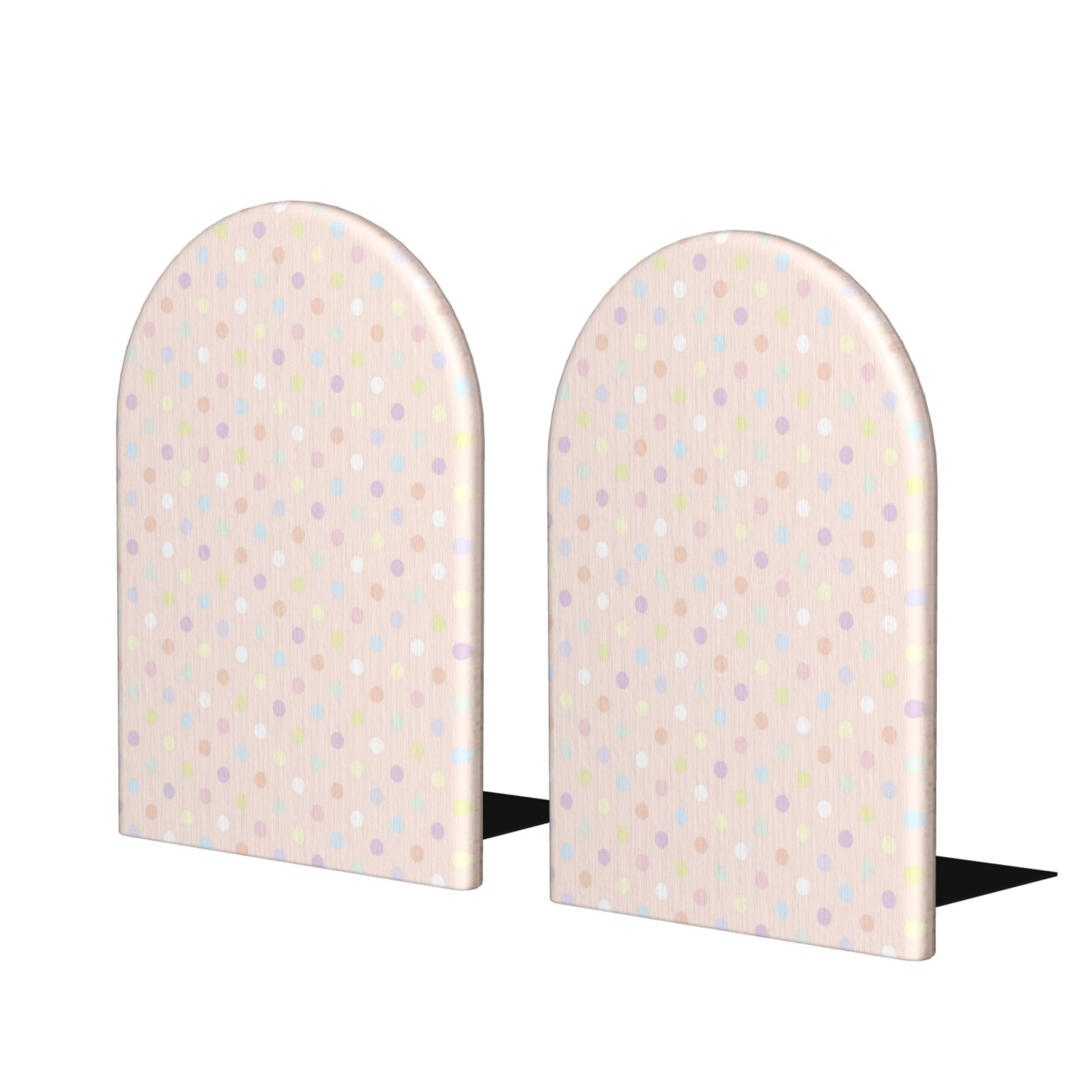 Adobk Colorful Dots Print Wooden Bookends with Metal Base,on-Skid ...