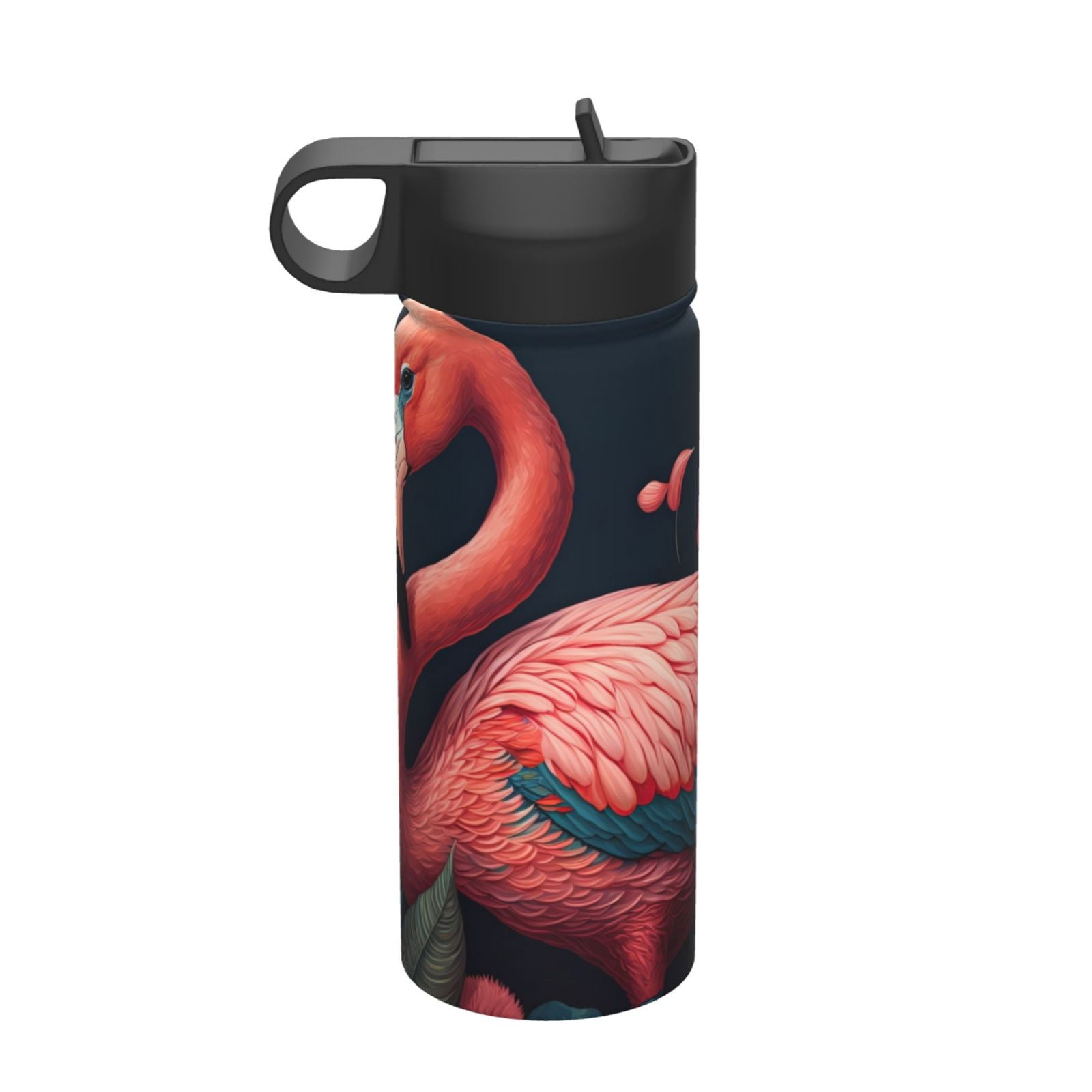 Adobk Colorful Floral Flamingo Print Water Bottle,18oz Sports Insulated ...