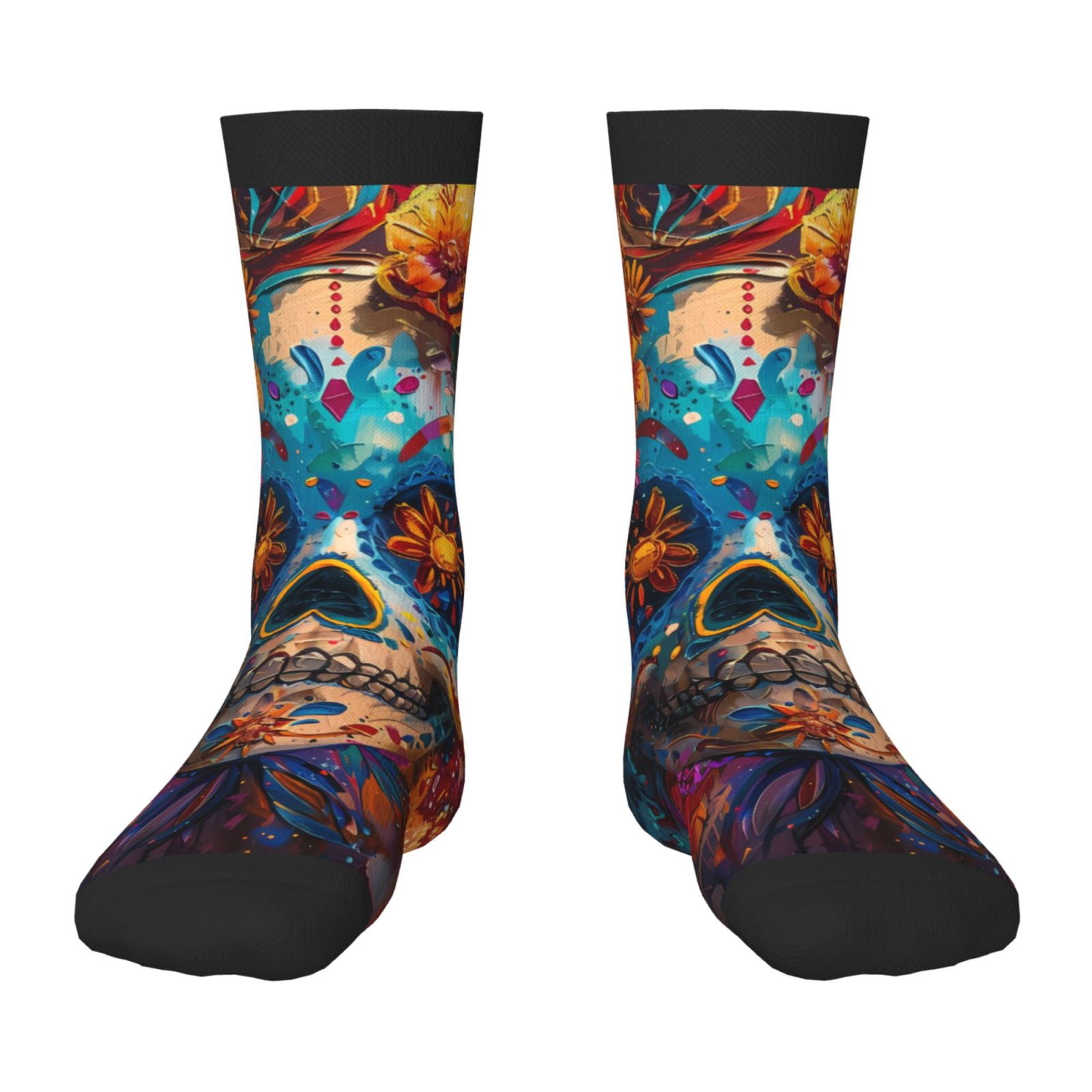 Adobk Colorful Floral Skull A Print Ultimate Fashion Crew Socks Pack ...