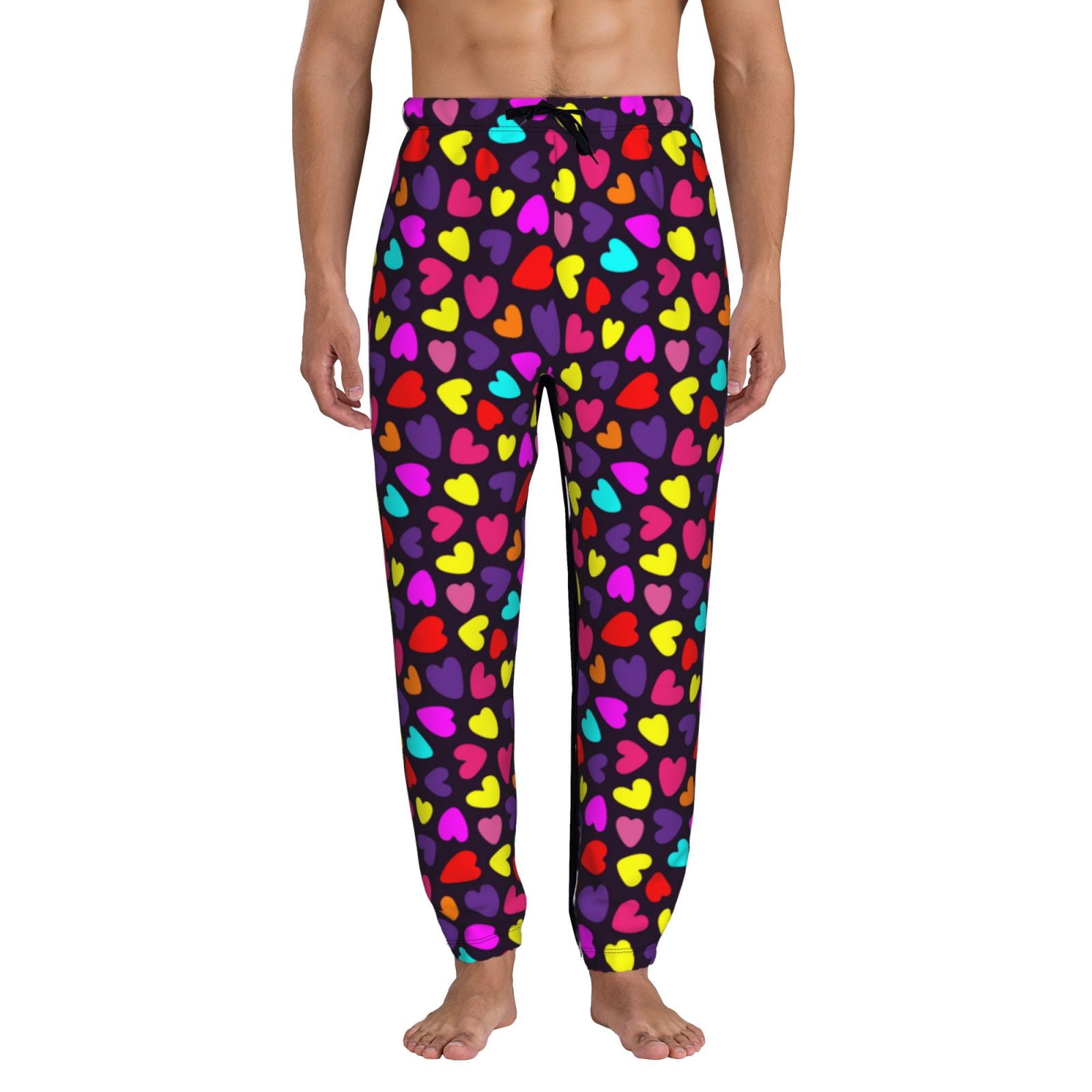 Adobk Colorful Hearts Print Men's Sweatpants Tapered Joggers for Men ...