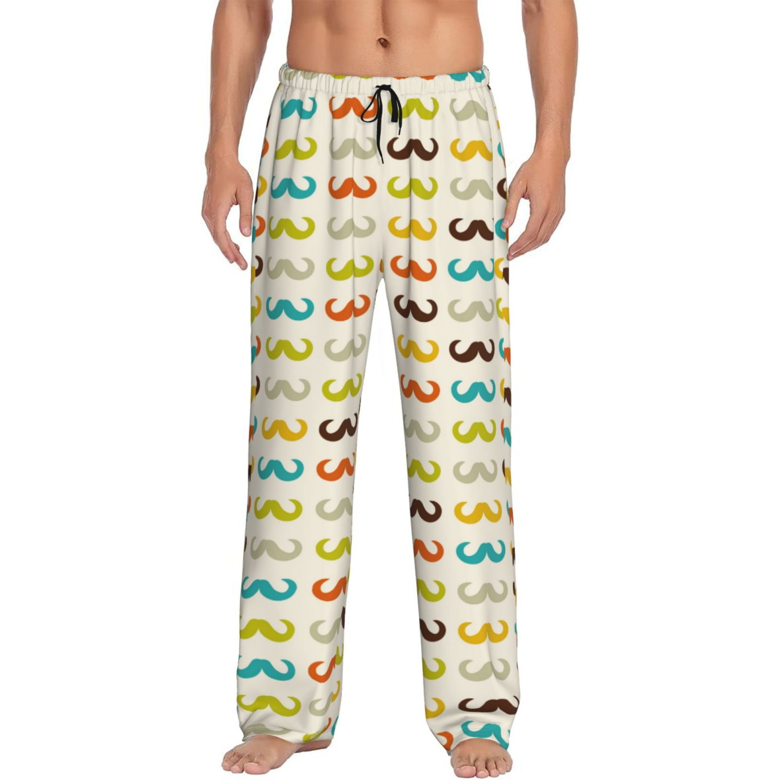 Adobk Colorful Mustache Print Men's Poly-Spandex Jersey Knit Pajama ...