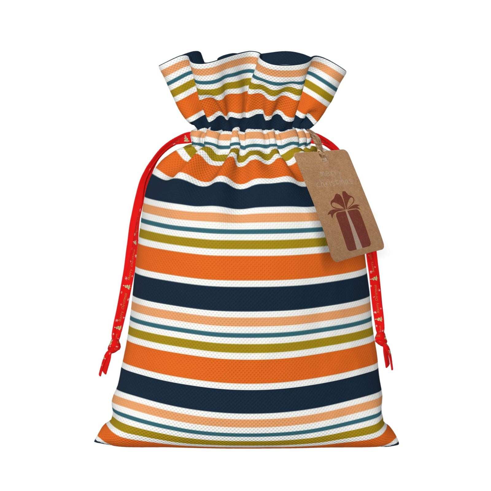 Adobk Colorful Pastel Stripes Print Holiday Drawstring Gift Bags ...