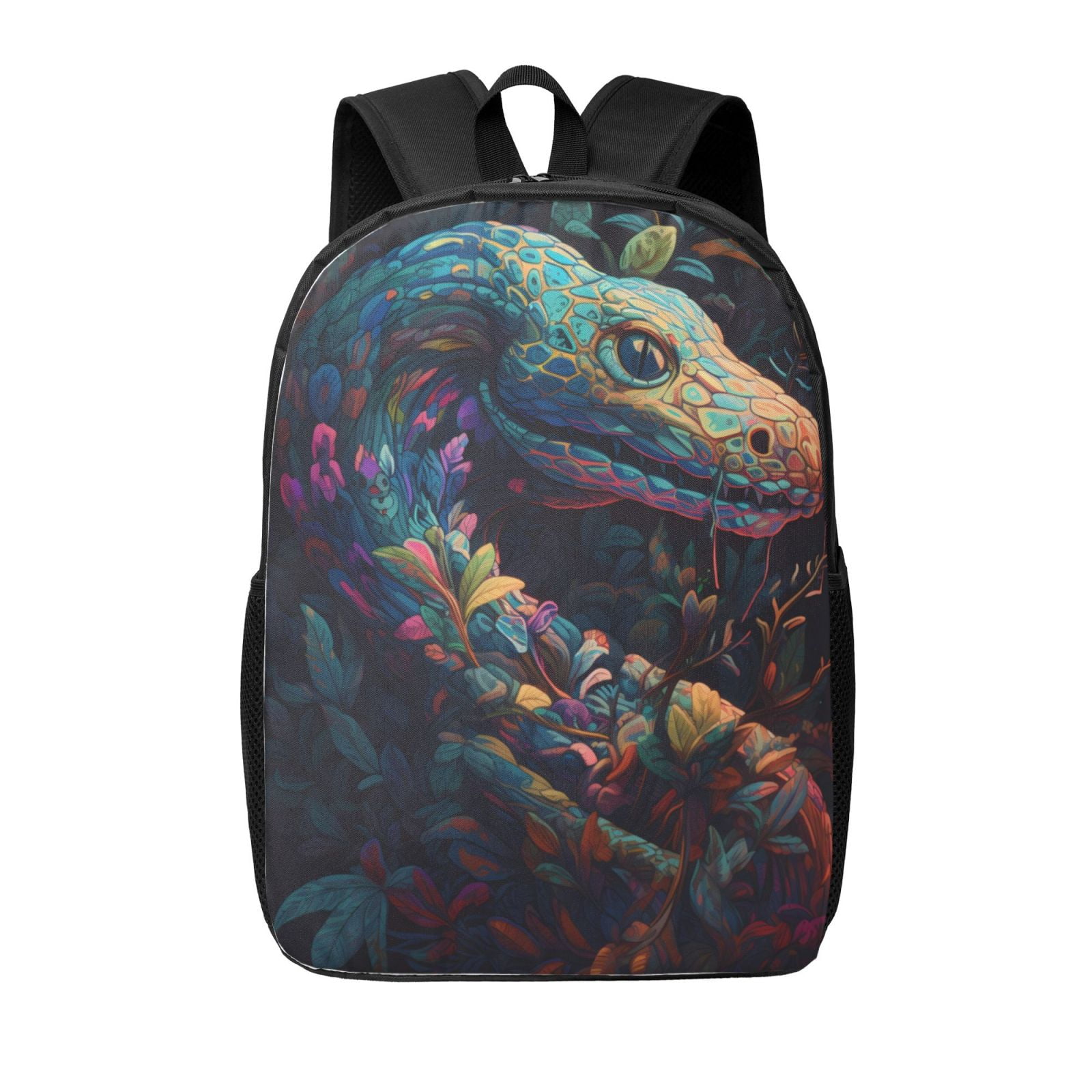 Adobk Colorful Patterned Snake Print 17 Inch Lightweight Backpack ...