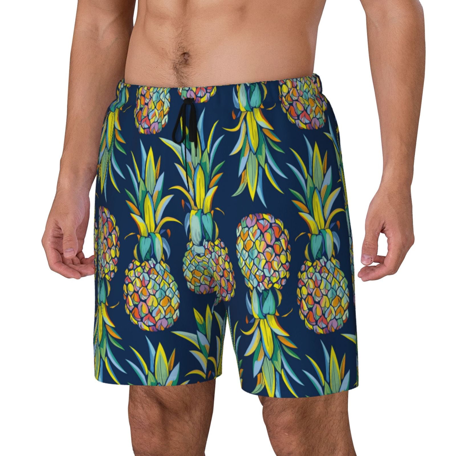 Adobk Colorful Pineapples Print Men's Swim Trunks with Compression ...