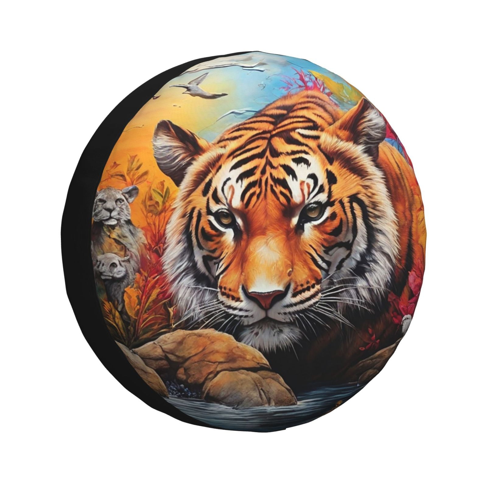 Adobk Colorful Plant Tiger Print Tire Covers, Waterproof Anti-UV Sun ...