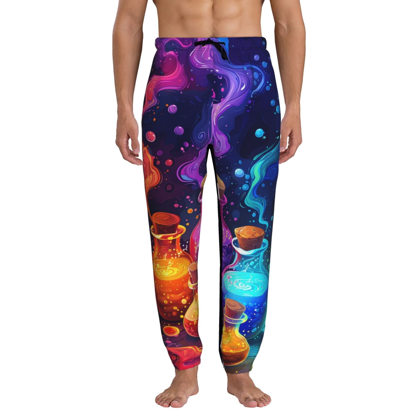 Adobk Colorful Potion Bottles Magic Print Men's Sweatpants Tapered ...