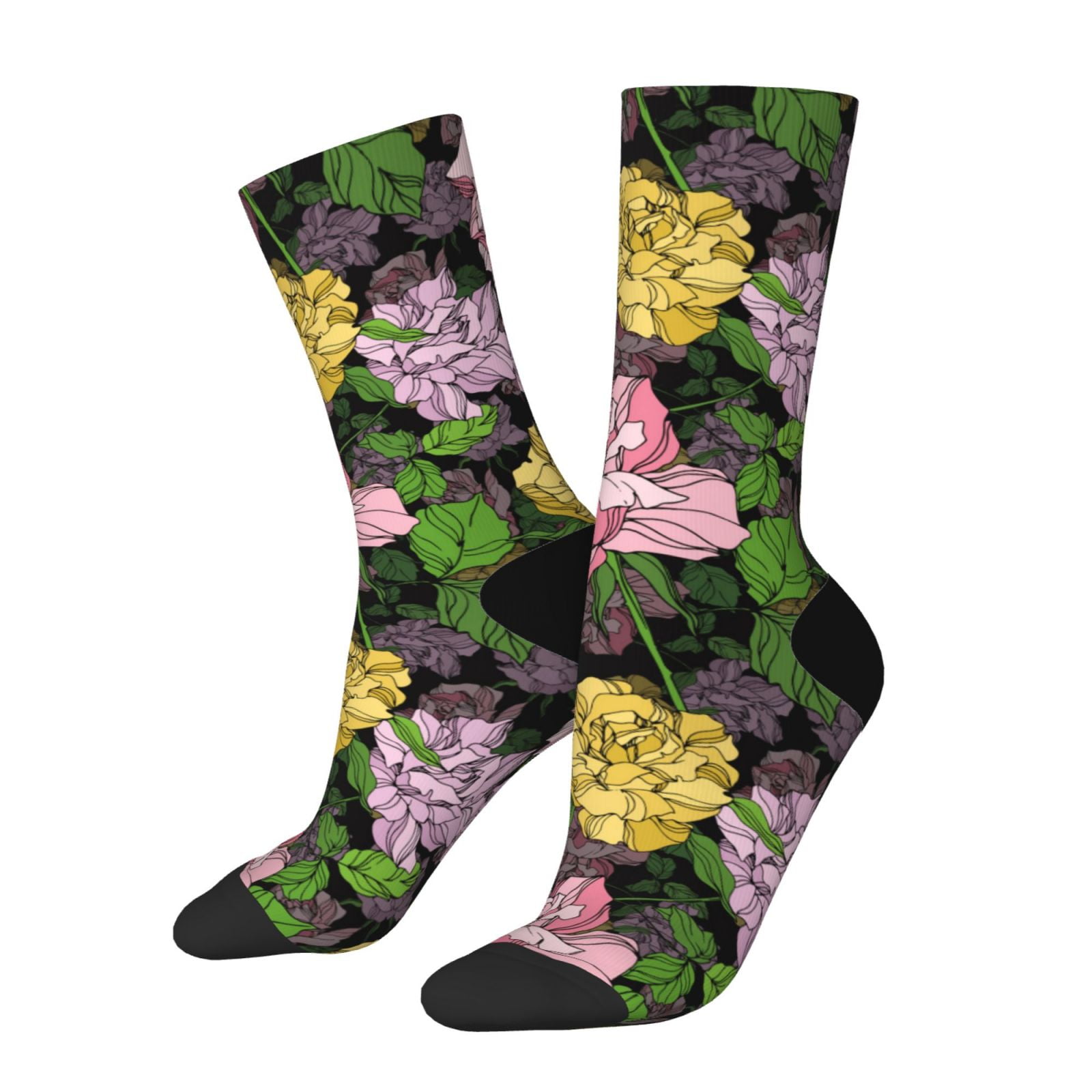 Adobk Colorful Roses Print Adult Socks Crew Socks Athletic Tube Socks ...
