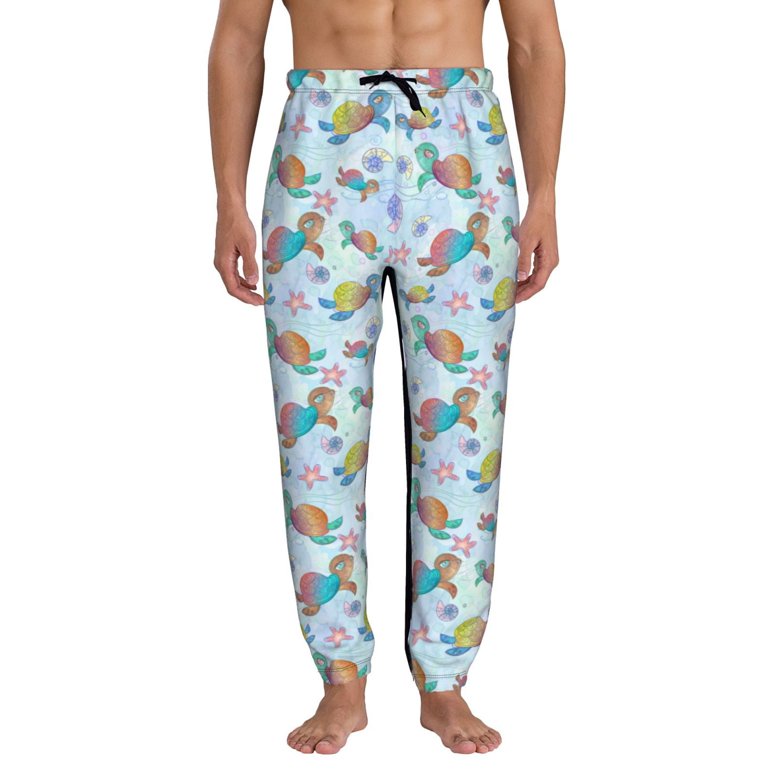 Adobk Colorful Sea Turtle Print Men's Sweatpants Tapered Joggers for ...