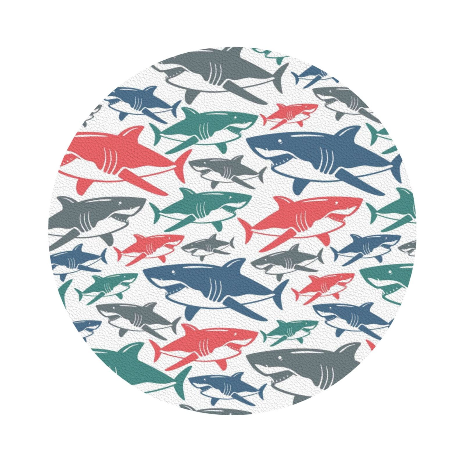 Adobk Colorful Shark Print Leather Coasters for Drinks(6 Pack), Durable ...