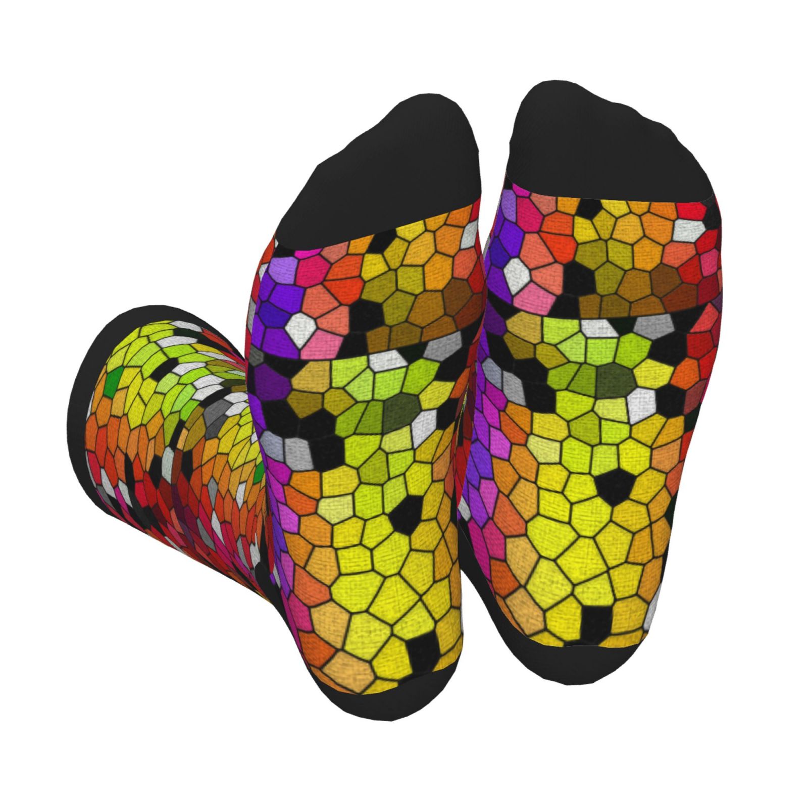 Adobk Colorful Tie Dye Stained Glass 1 Print Crew Socks Crew Casual