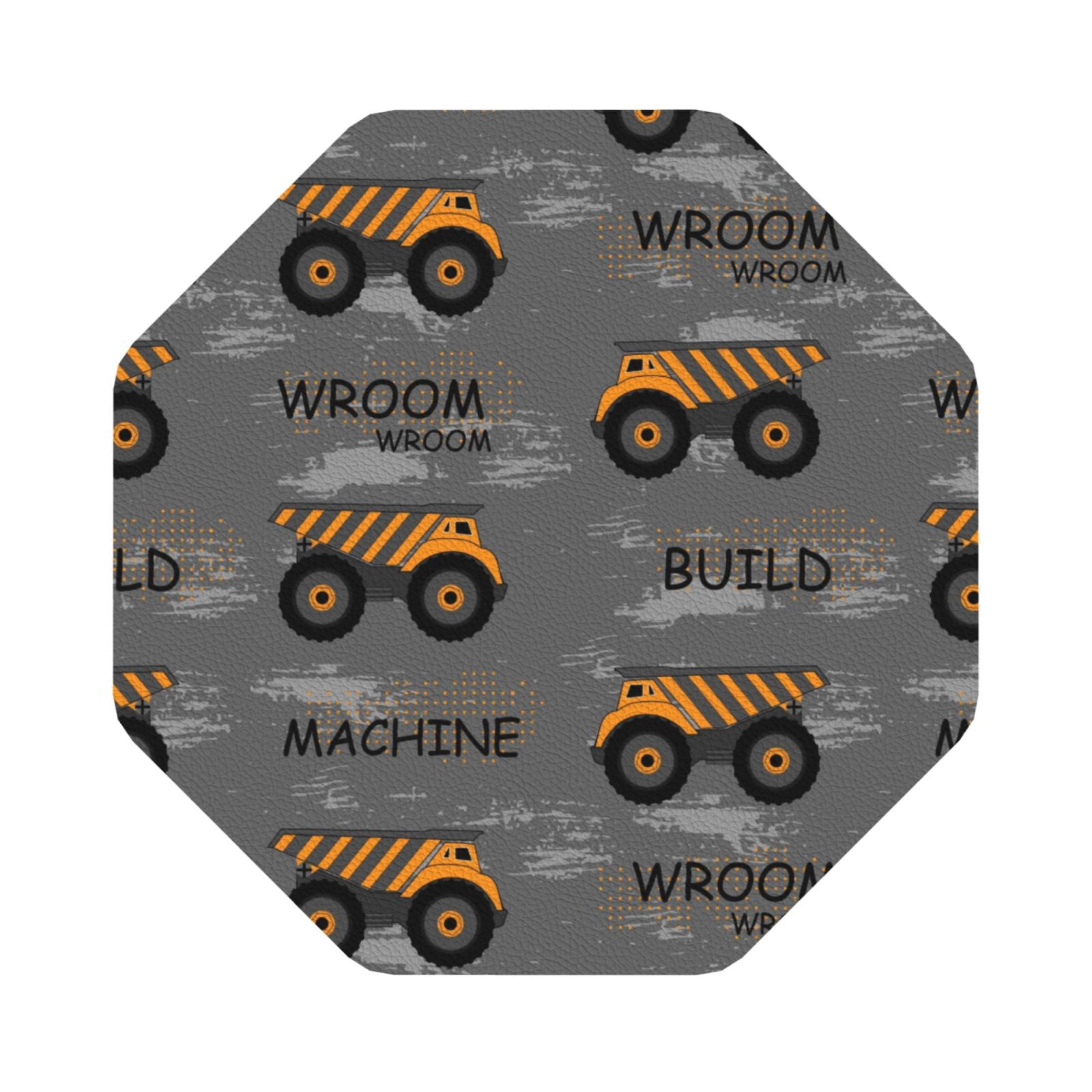 Adobk Construction Machines Print Leather Coasters for Drinks(6 Pack ...