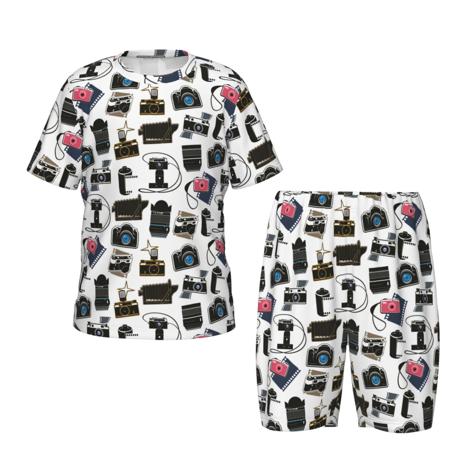 Adobk Cool Camera Print Pajamas Toddler 2 Piece Short Sleeve Sleepwear ...