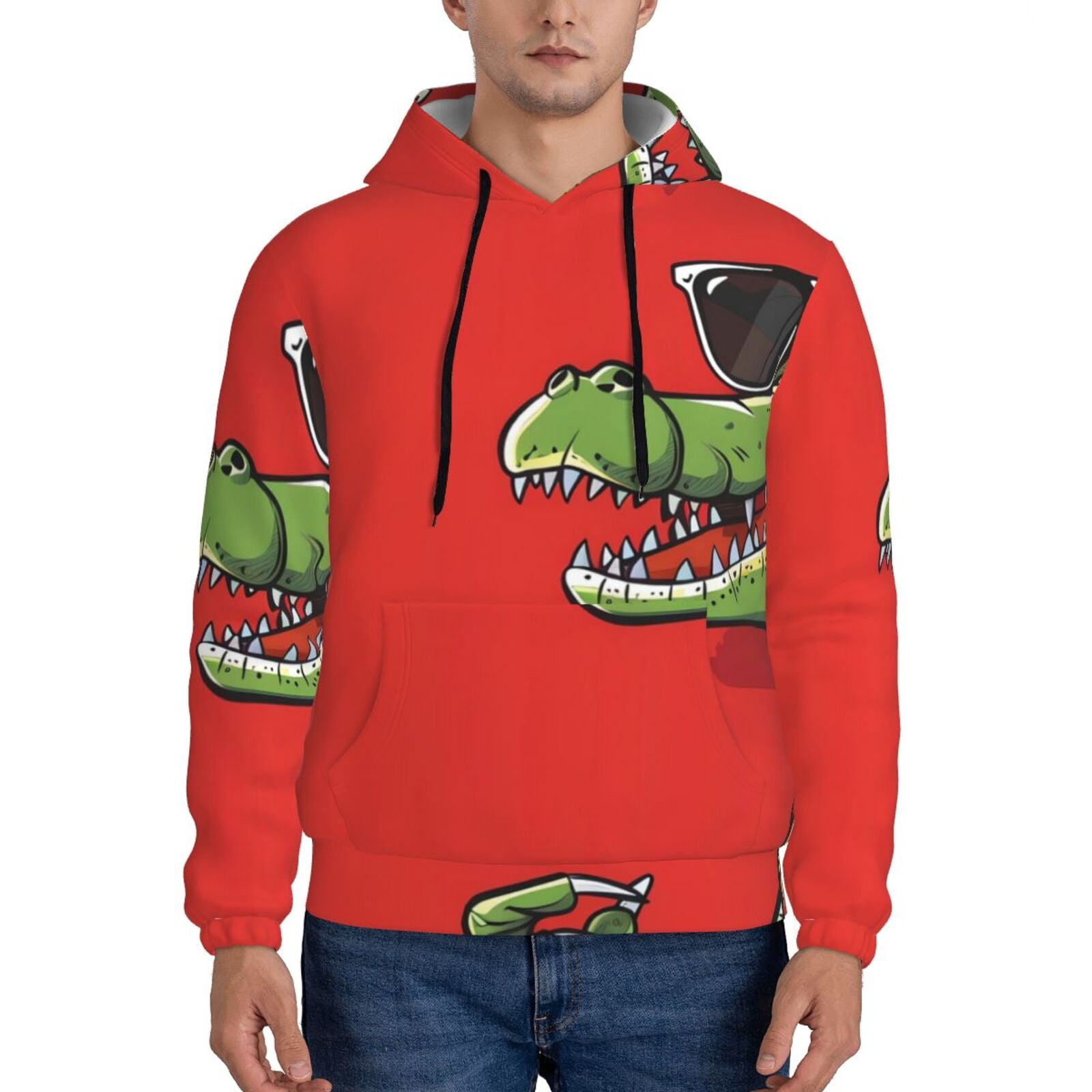 Adobk Cool Crocodile With Sunglasses Print Men's Pullover Hoodie ...