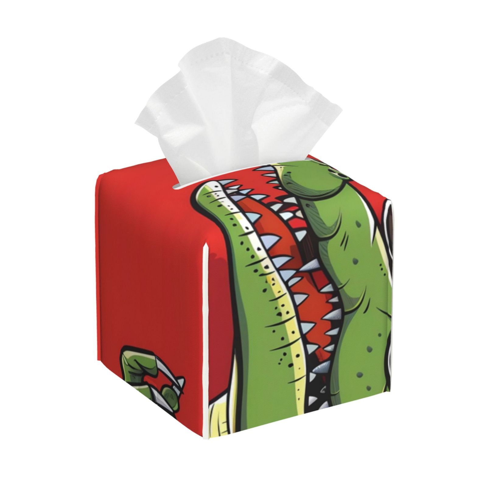 Adobk Cool Crocodile With Sunglasses Print Tissue Box Cover, Square PU ...