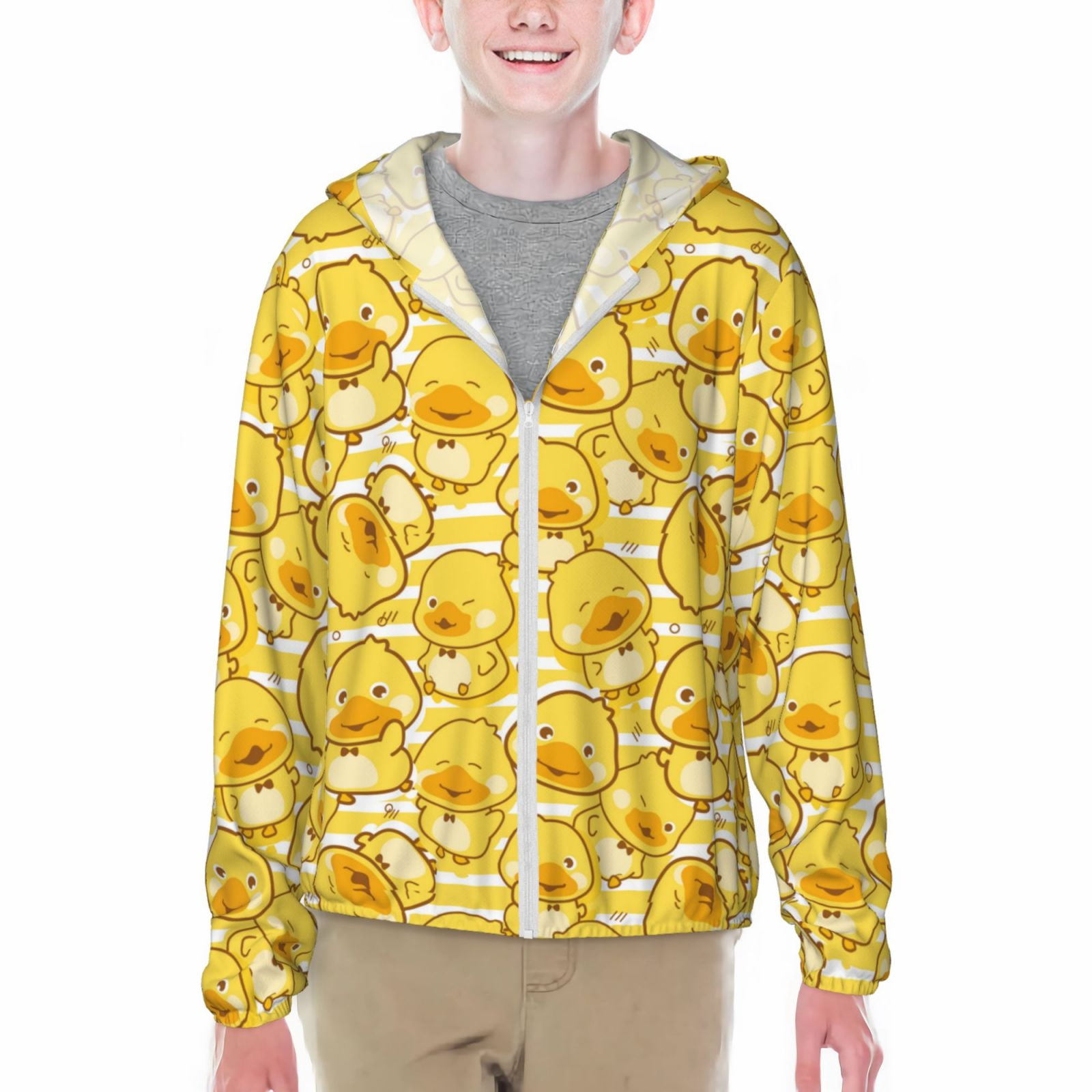 Adobk Cool Duck With Yellow Strip Print Rash Guard Long Sleeve UPF 50 ...