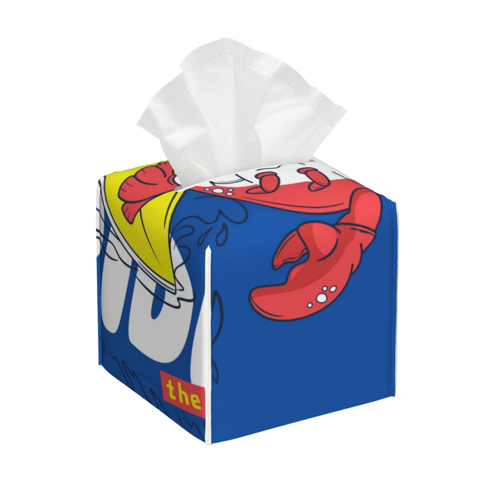 Adobk Cool Lobster Surfing Print Tissue Box Cover, Square PU Leather ...