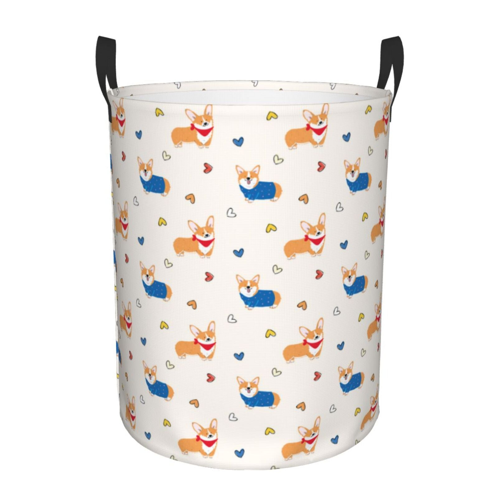 Adobk Corgi Dog And Heart Print Laundry Basket,irty Clothes Hamper with ...