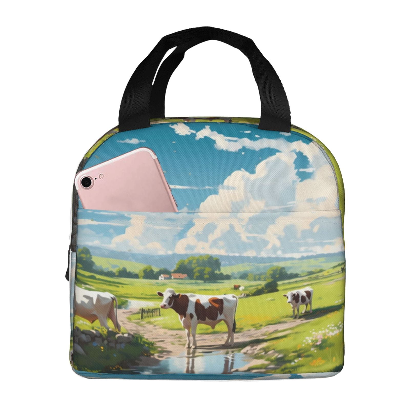 Adobk Countryside Farm Cow Print Lunch Bag for Women Men Insulated ...